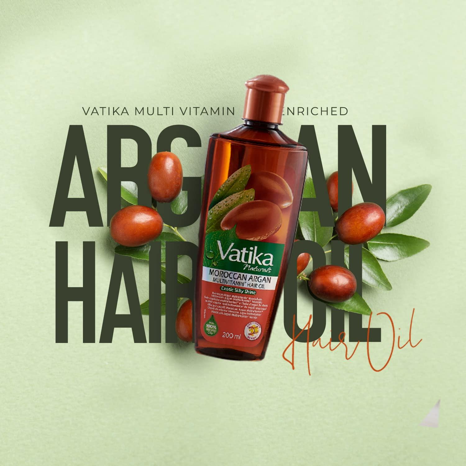 Dabur Vatika Argan Hair Oil 200ml Exotic Shine & Softness Enriched with ...