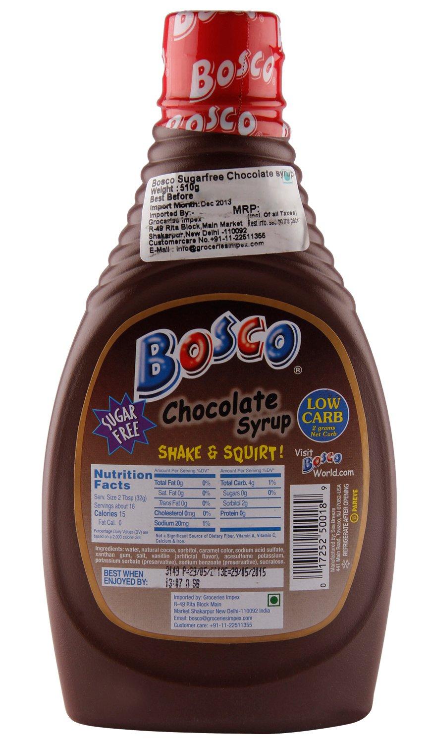 Bosco Sugar-Free Chocolate Syrup 18oz | Fat-Free, Gluten-Free, Made ...