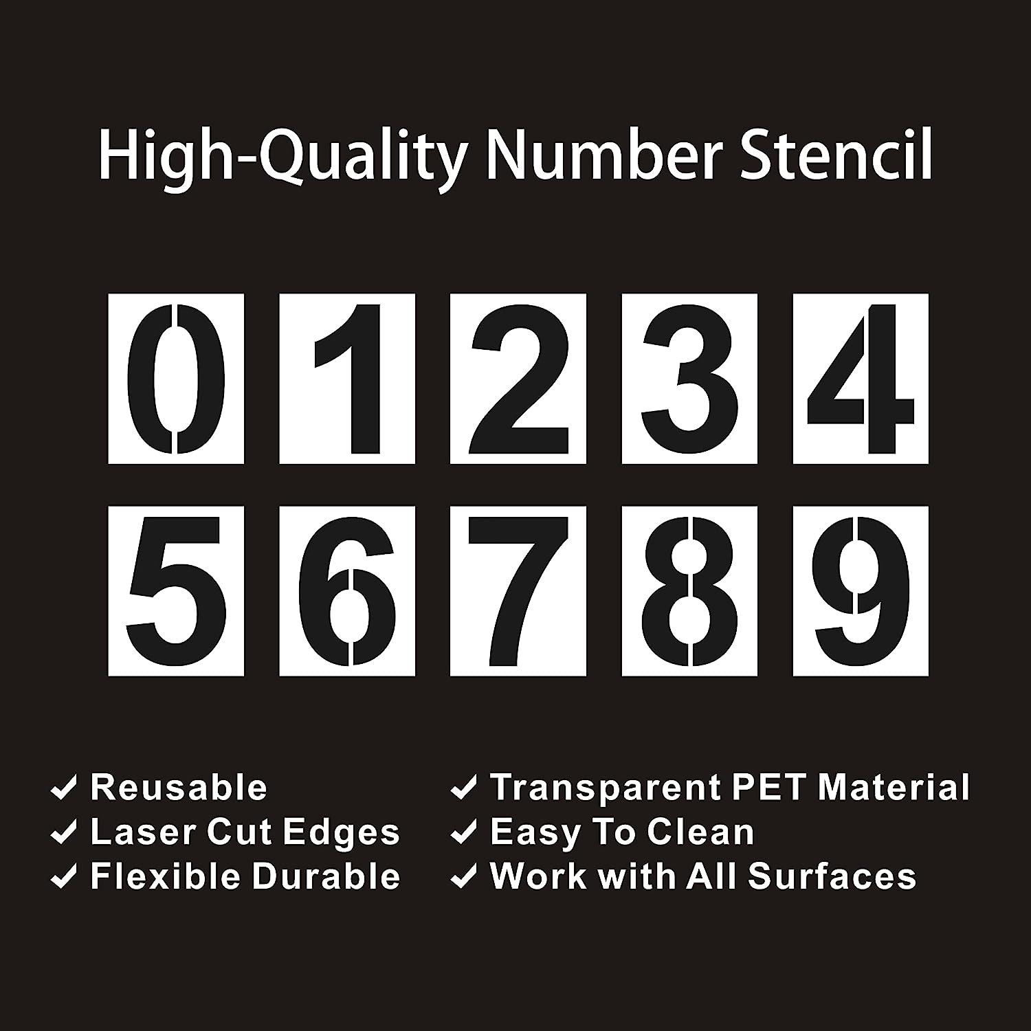 4 Inch Plastic Number Stencils Set - Reusable Digital Templates for ...