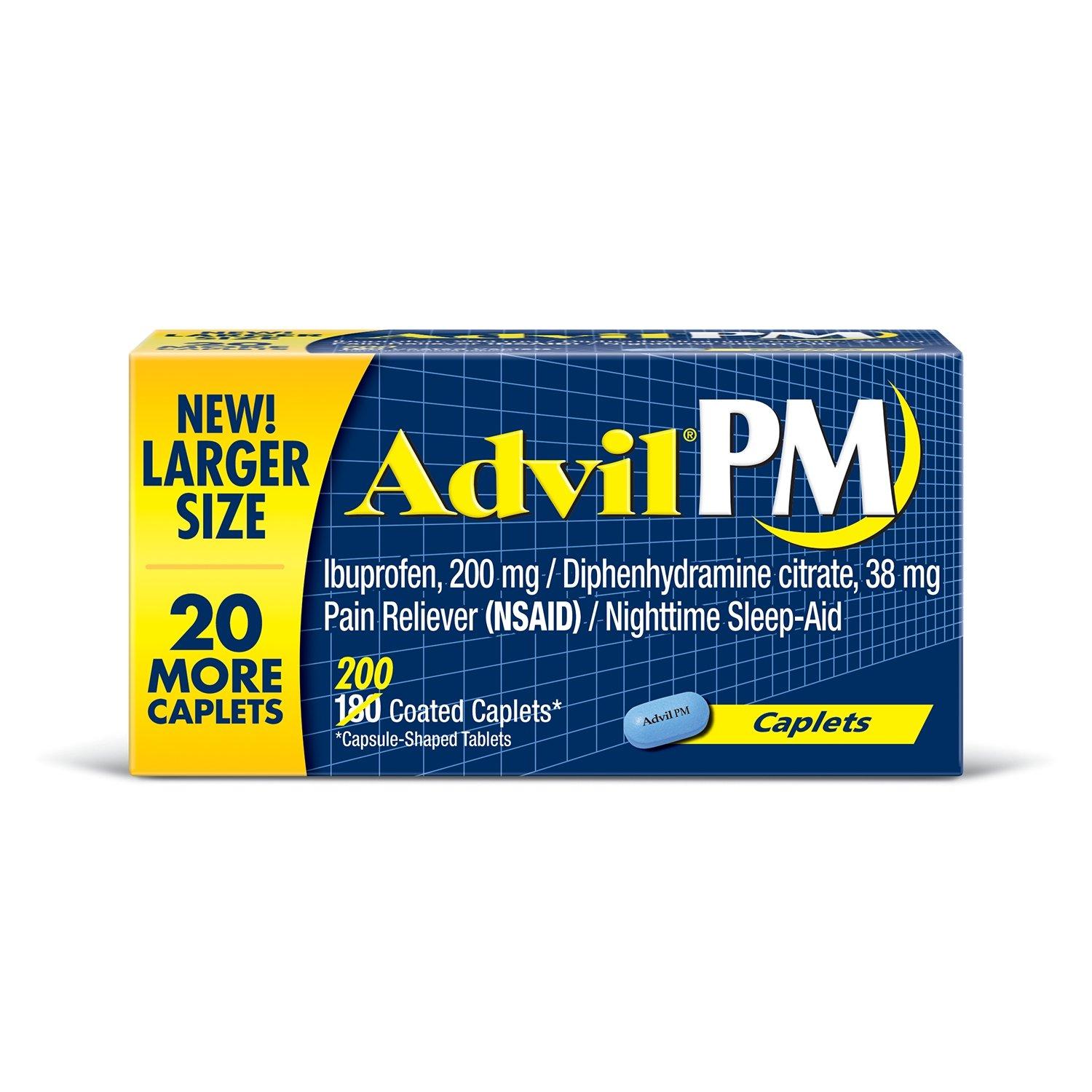Advil PM Caplets (200 ct.) - Fast-Acting Pain Relief and Sleep Aid ...