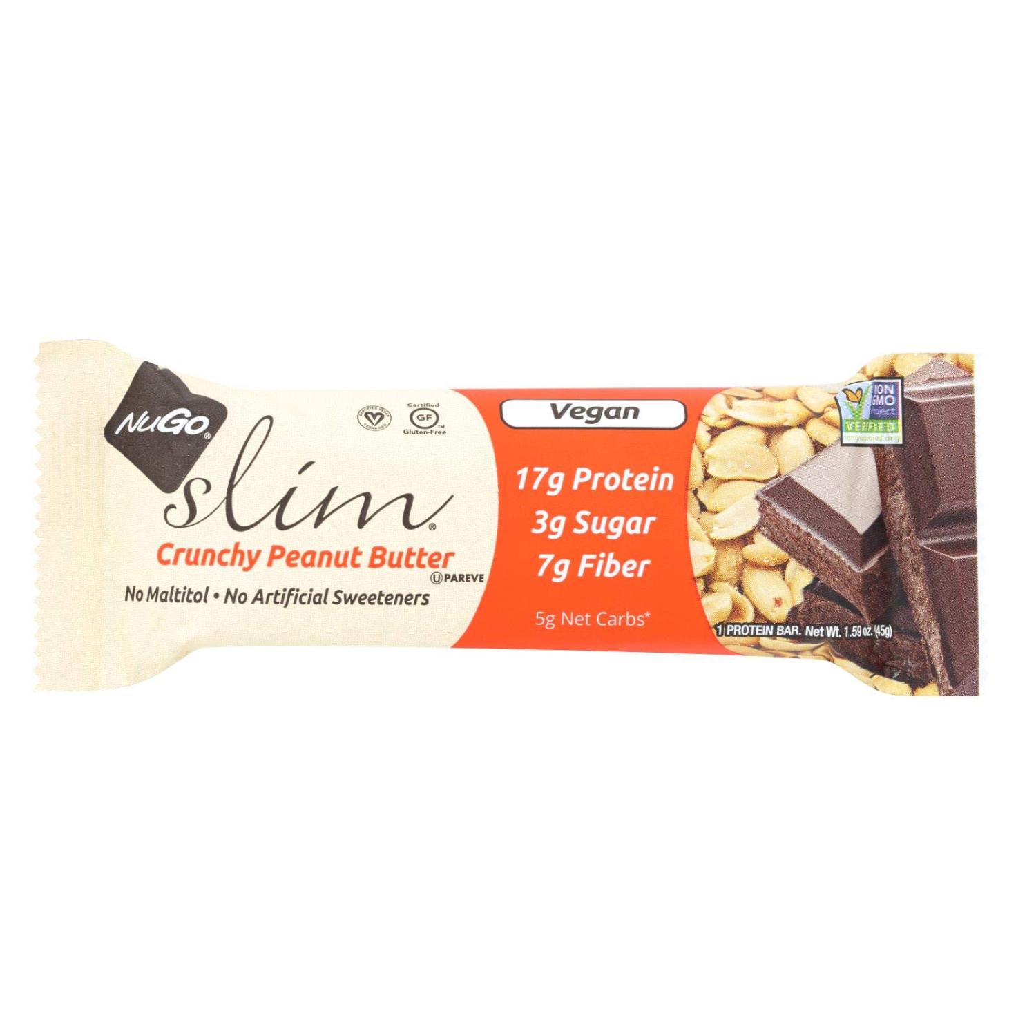 Nugo Slim Crunchy Peanut Butter Nutrition Bars - Case of 12 (1.59 oz ...