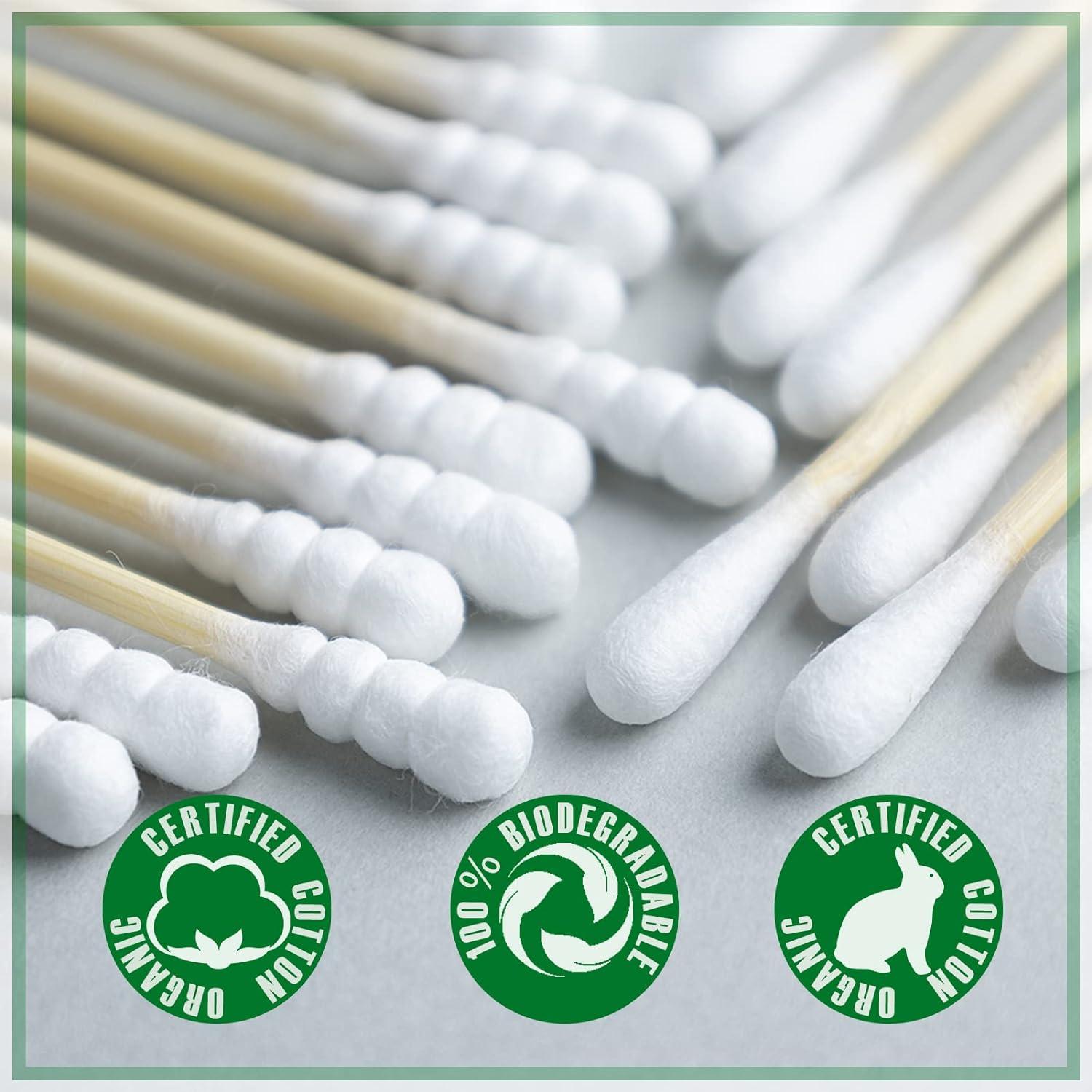 Nuduko Bamboo Cotton Swabs 500 Count | 100% Compostable & Organic | Eco ...