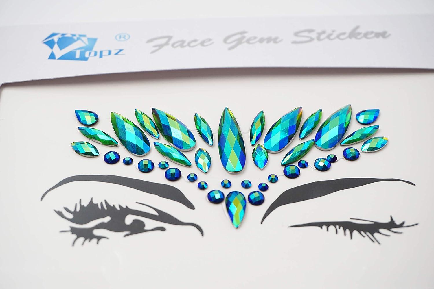 Green Rhinestone Face Jewels Sticker - Rave EDC Festival Tattoo | Buy ...