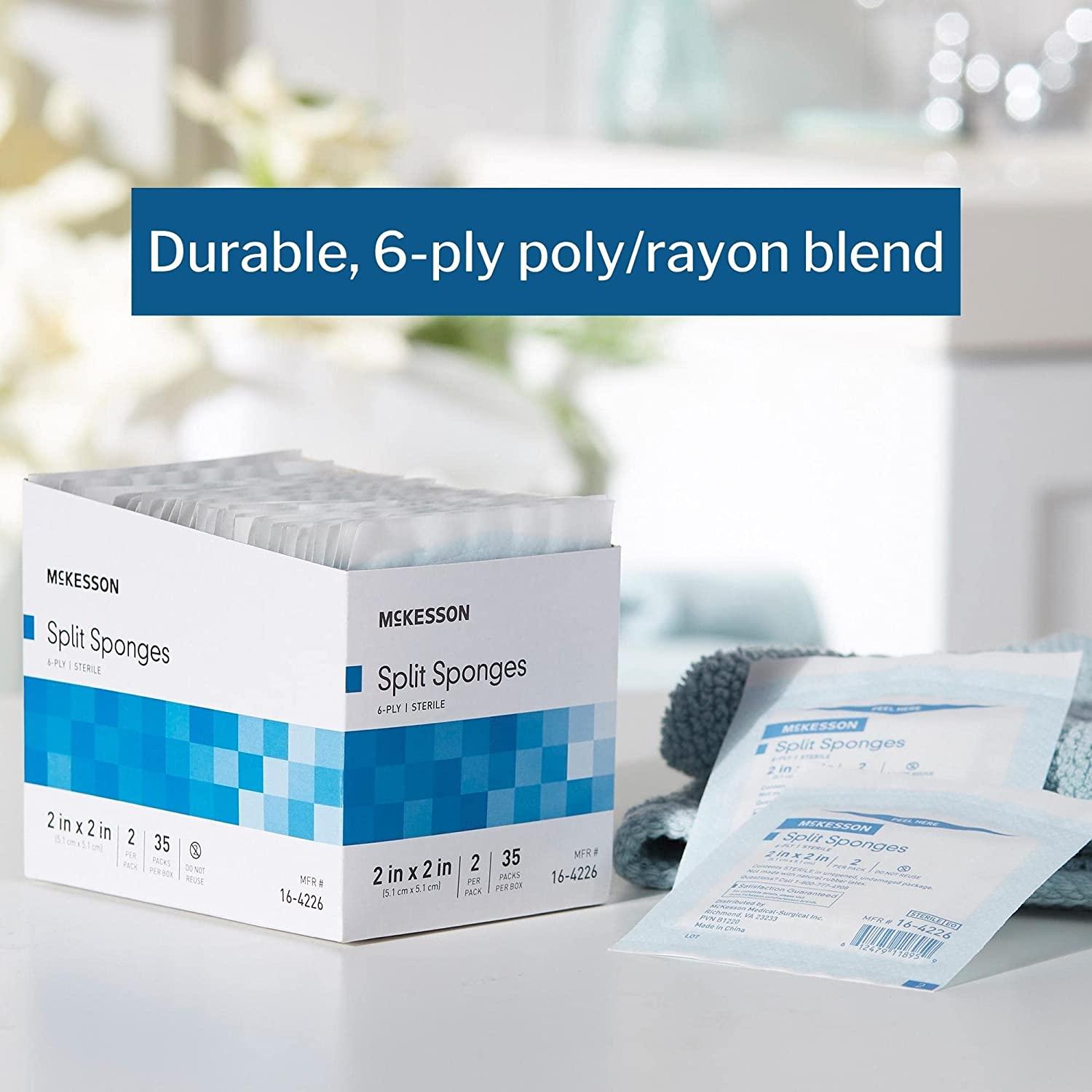 McKesson Sterile Split Sponges 100% Cotton 2x2 Inch, 70 Count | Buy Now ...