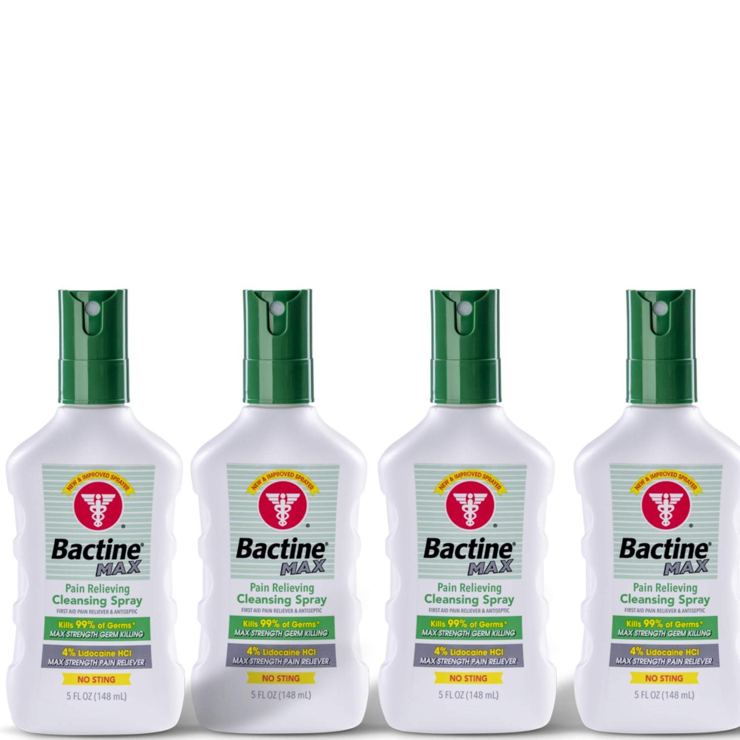 Bactine Max Pain Relief Antiseptic Spray w/ Lidocaine 5oz (Pack of 4 ...