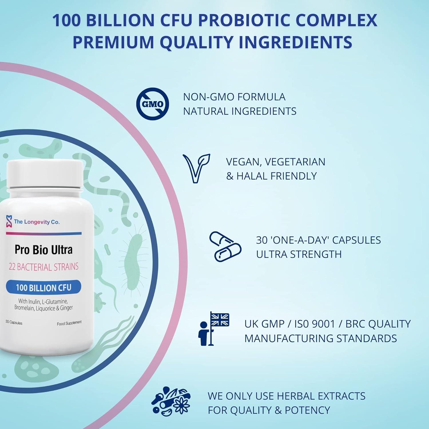 100 Billion CFU Probiotic Complex with 22 Bio Cultures, Digestive ...