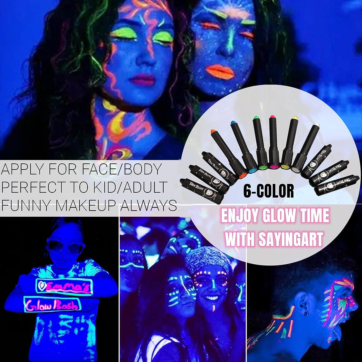 Auto Glow Face Paint Kit for Kids - 2-Way Neon & Water Reactive Body ...
