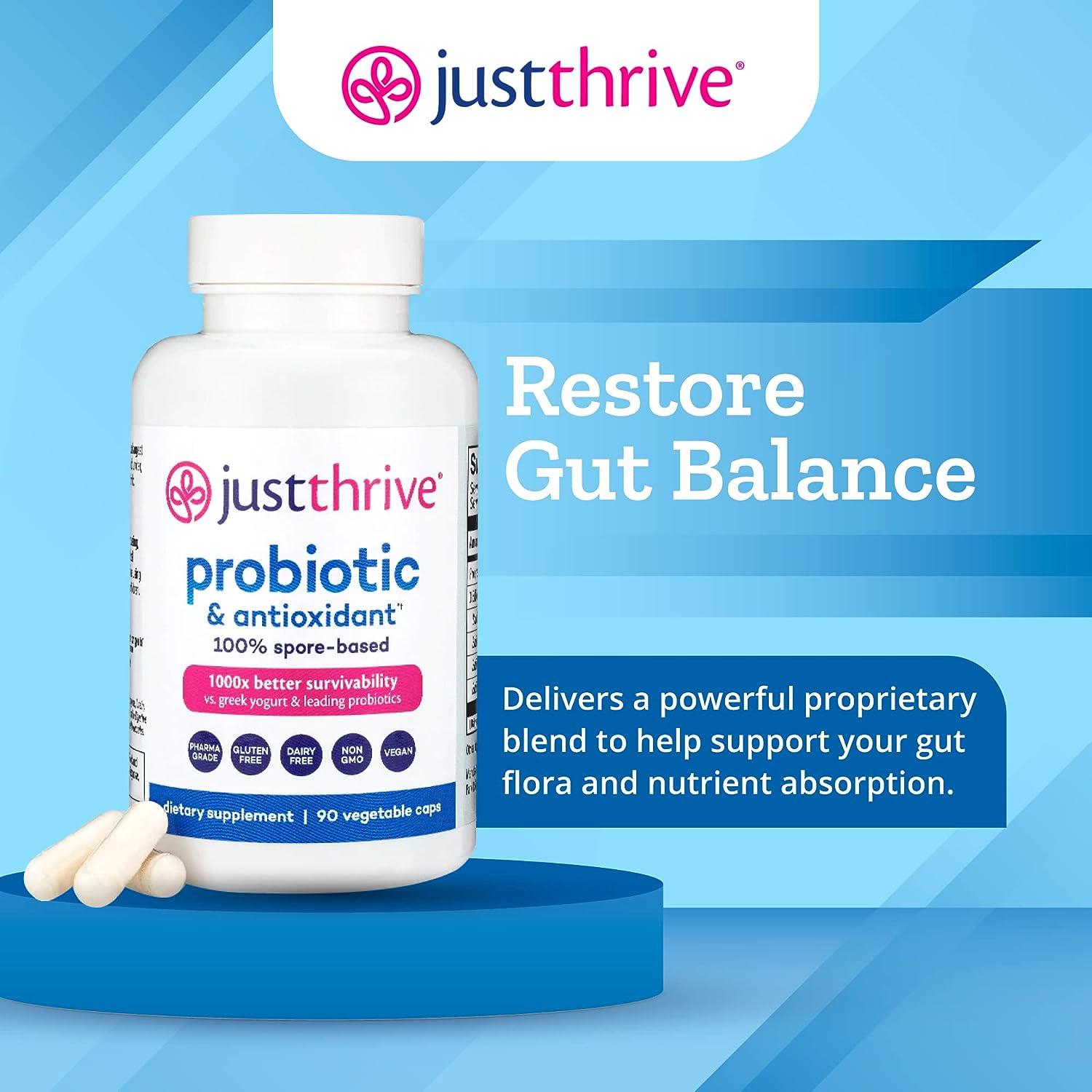 Just Thrive Probiotic & Antioxidant Supplement - 90 Capsules for ...
