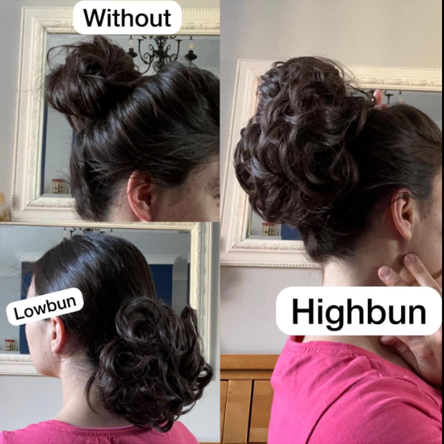 BELEVO Messy Bun Hair Piece Curly Wavy Large Scrunchies for Women ...