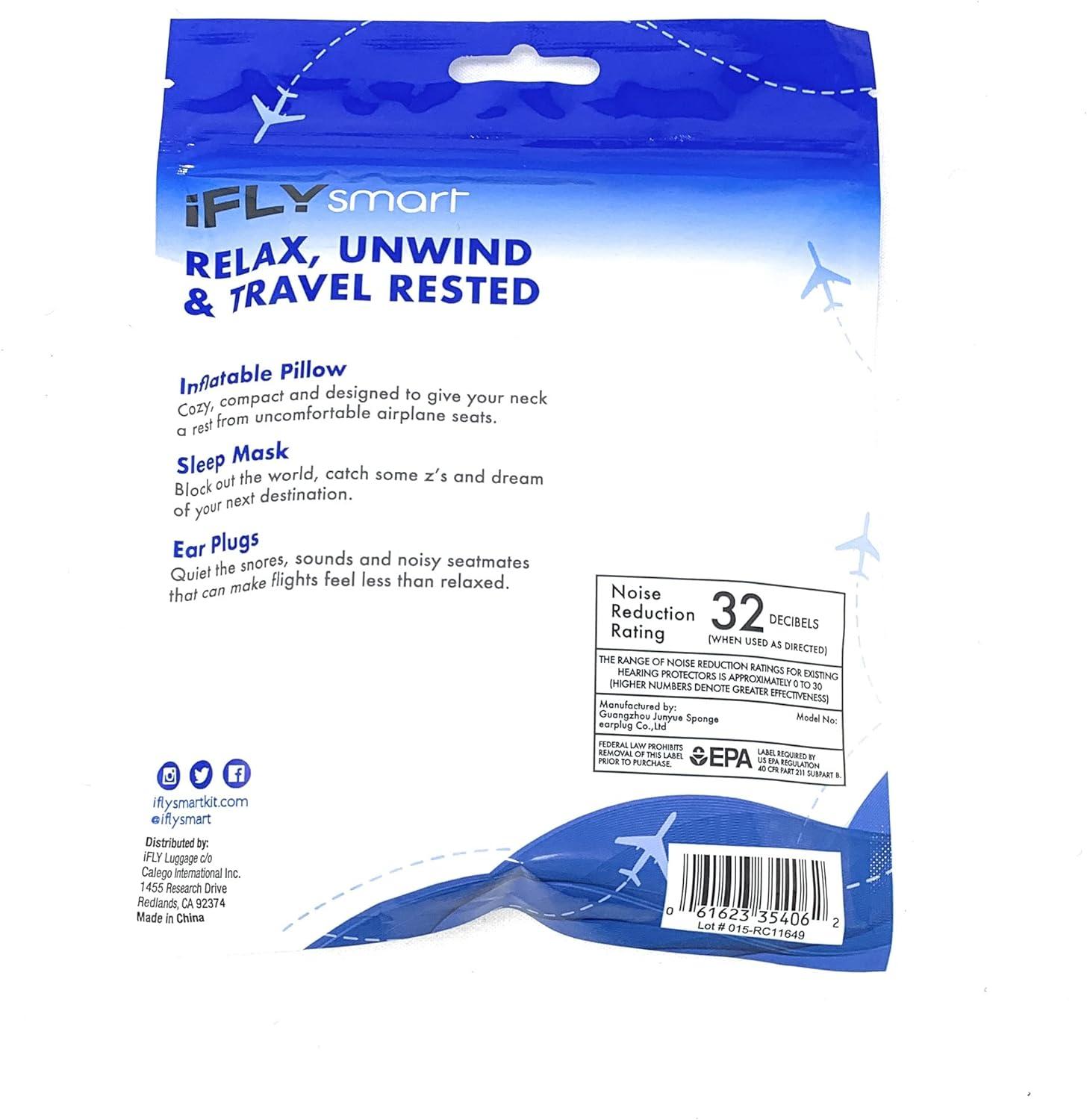 iFLYsmart iFLY Smart Travel Rested Kit with Inflatable Pillow Eye Mask ...