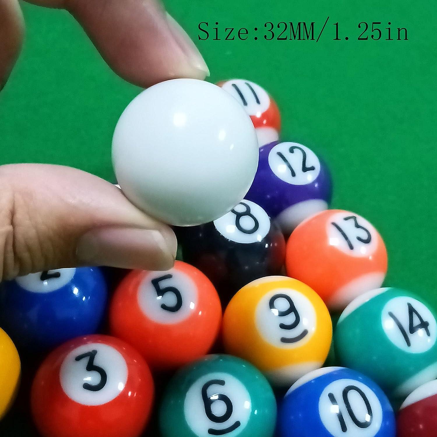 YINIUREN 32MM Mini Pool Balls Set - American Style Resin Balls for 20 ...