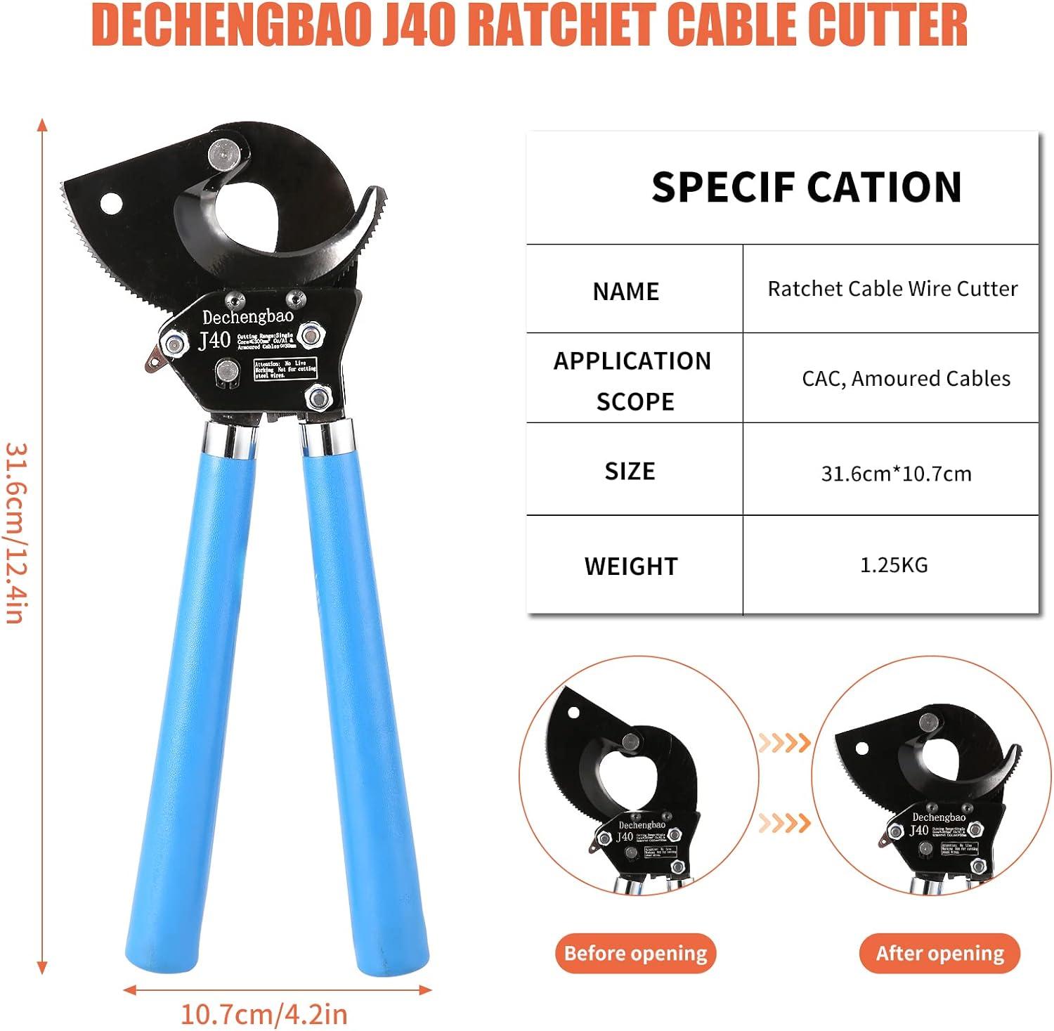 Dechengbao J40 Heavy Duty Ratchet Cable Cutter for Aluminum and Copper ...