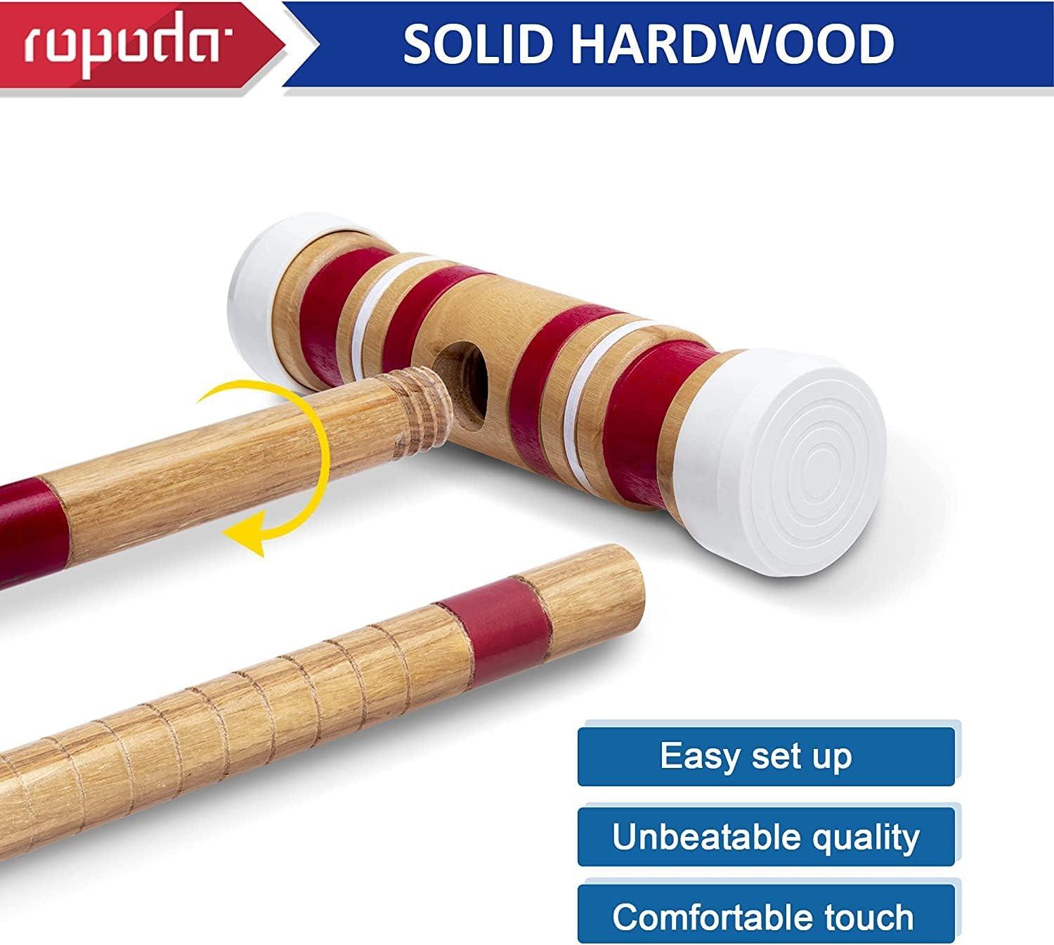 ropoda Six-Player Croquet Set with Wooden Mallets Colored Balls Sturdy ...