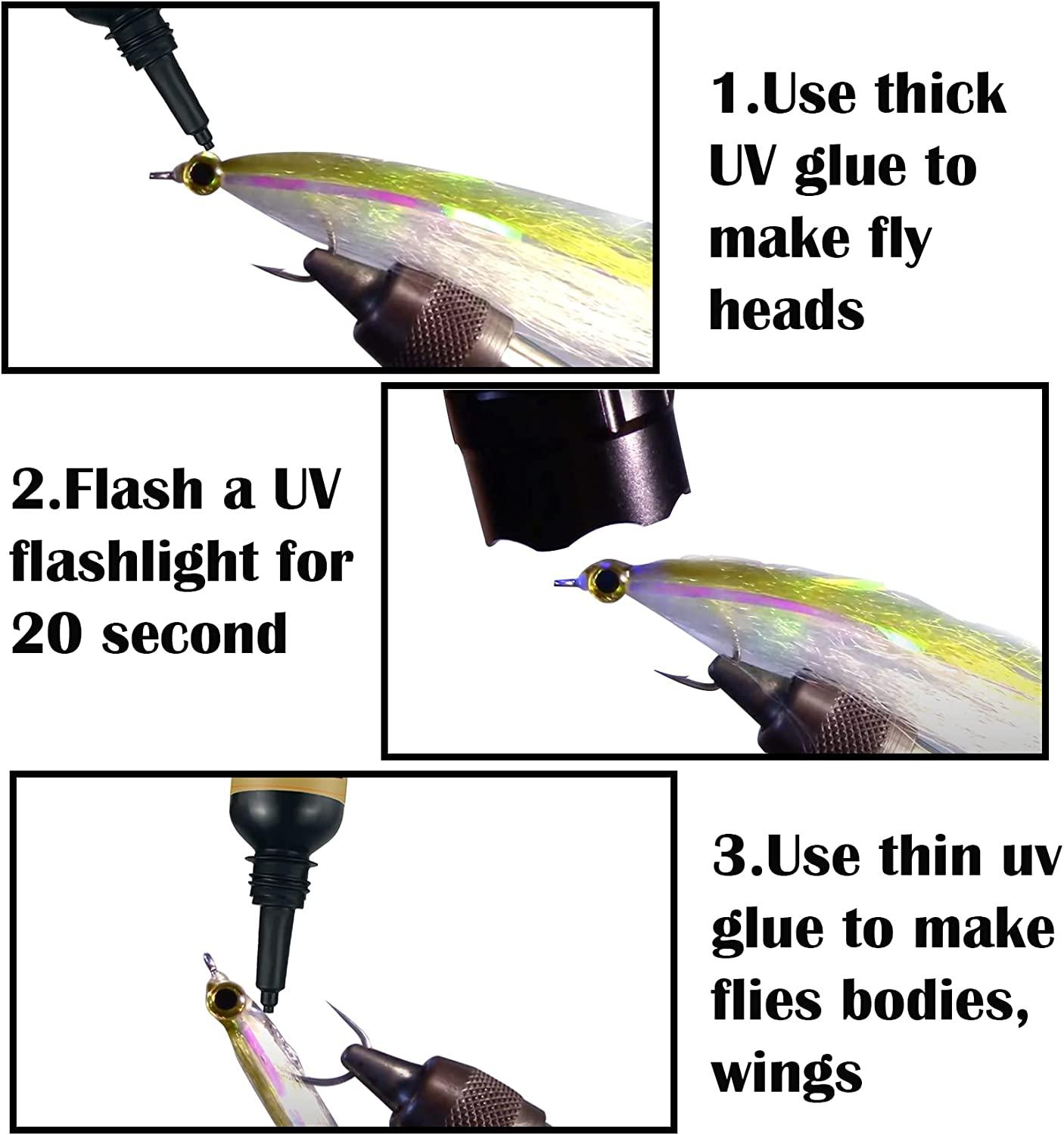 Riverruns UV Clear Glue Three Formula Thick,Thin and Super Flew +12 LED ...