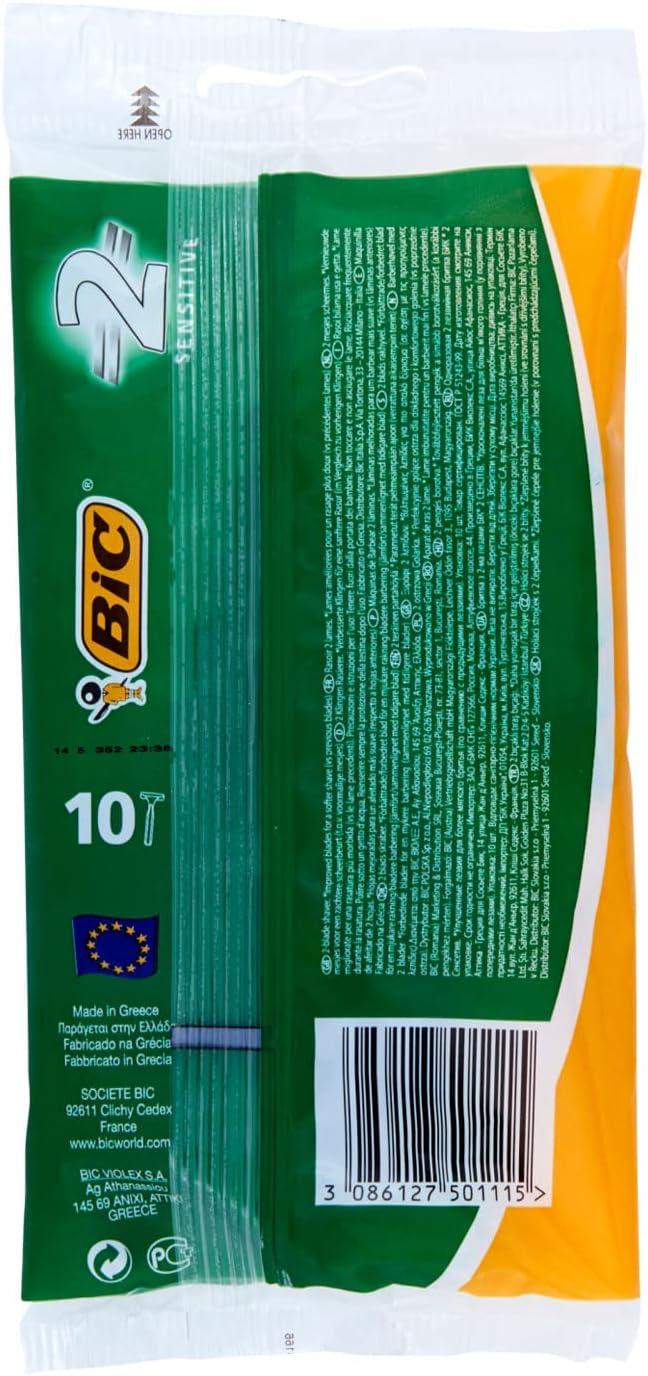 BIC 2 Sensitive Men's Razors - Twin Blade - 2 Packs of 10 Razors (20 ...