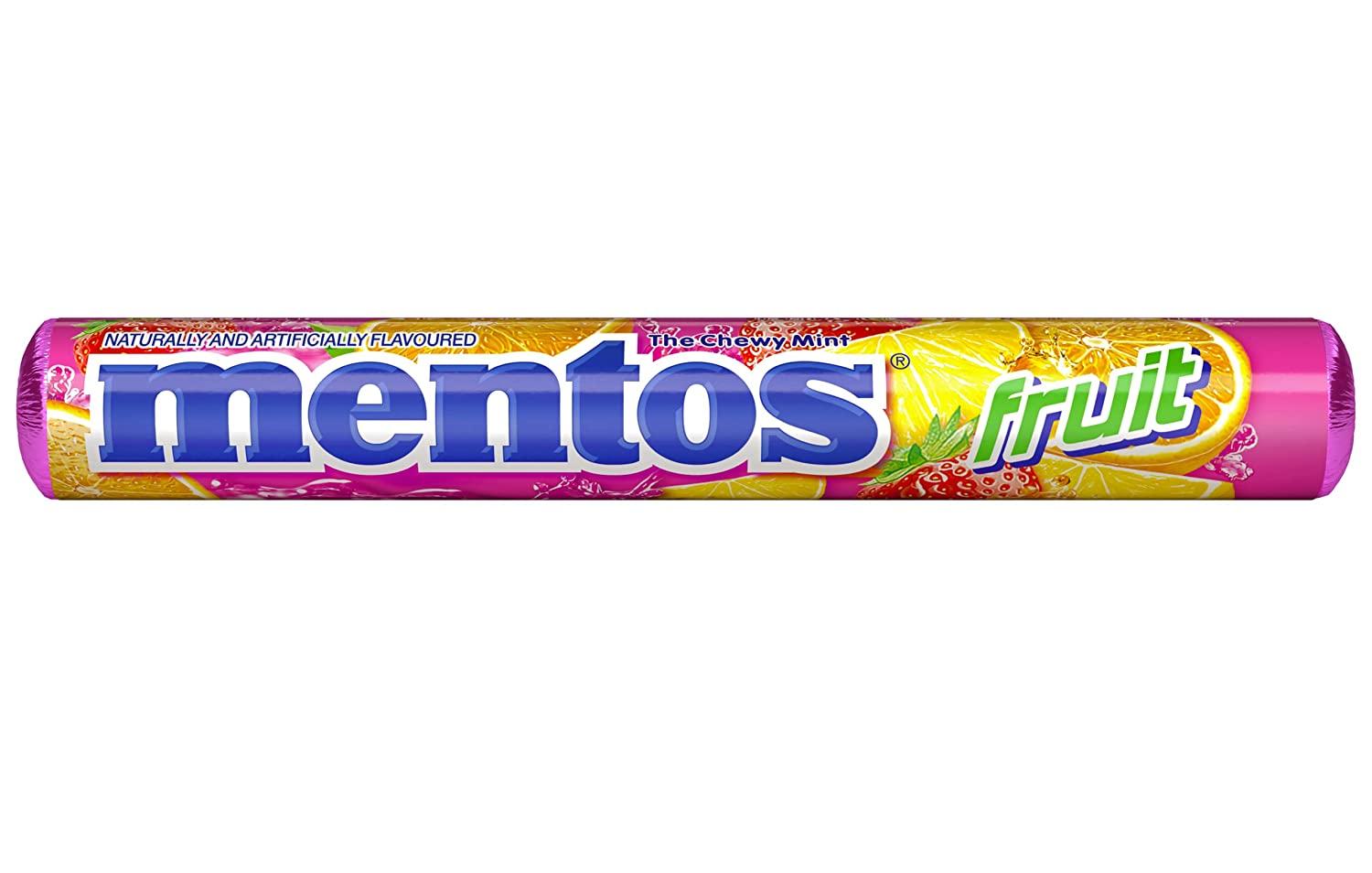 Mentos Fruit Chewy Candy Roll - Non-Melting Bulk Pack of 15 Rolls for ...