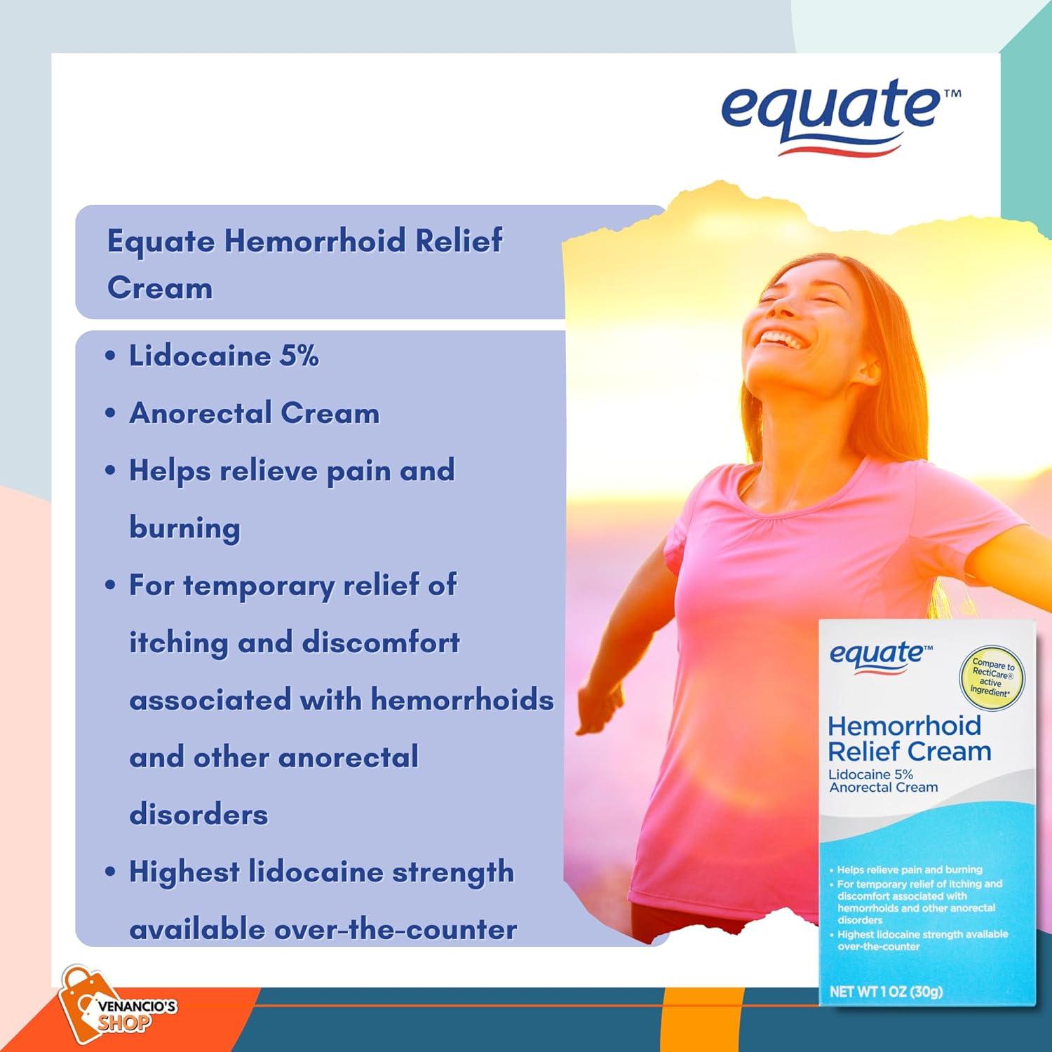 Equate 5% Lidocaine Hemorrhoid Relief Cream - 1 Oz | Venancio sfridge ...