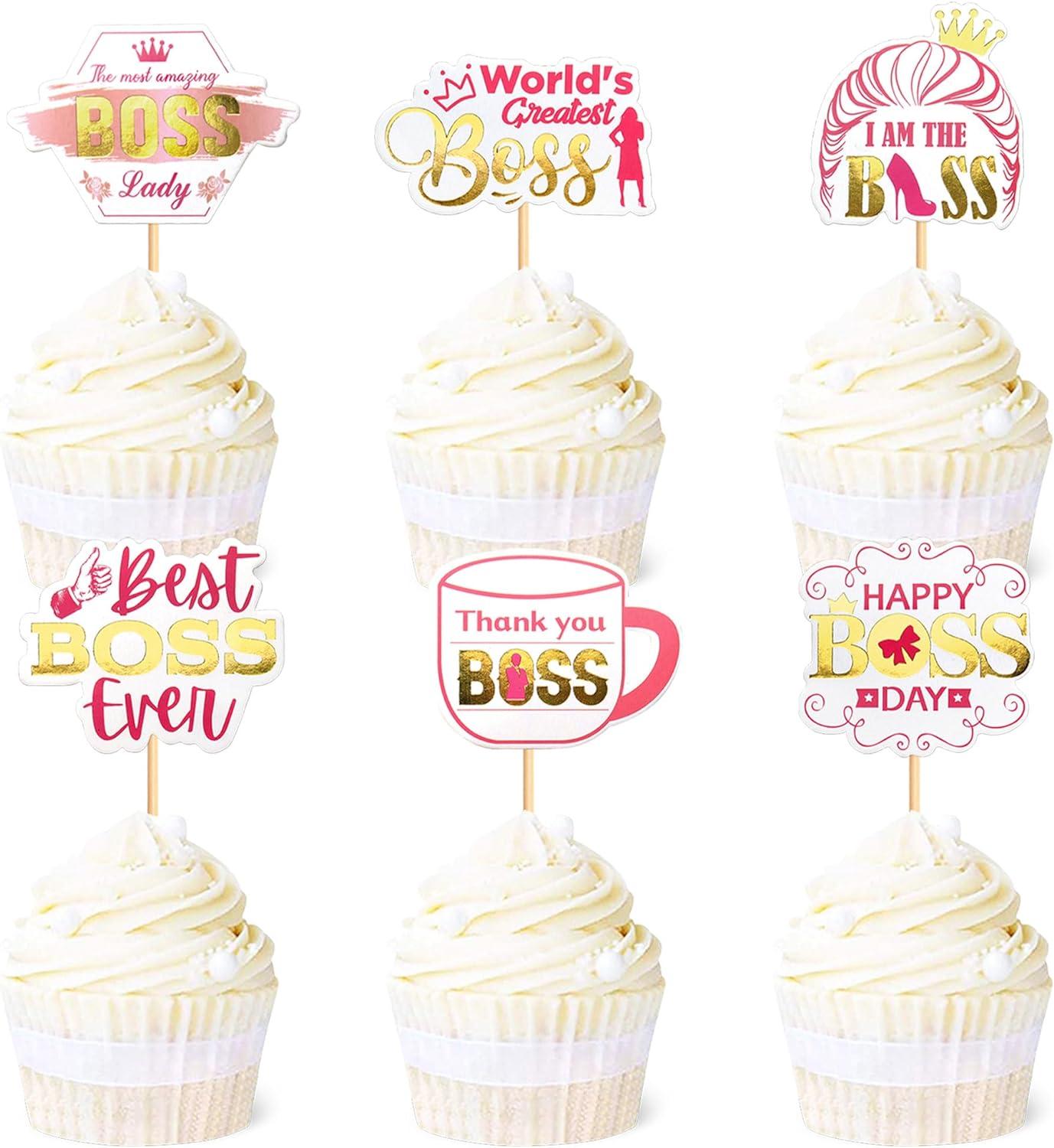 Blumomon Pack of 24 Happy Boss Day Cupcake Toppers Blue Boss Day ...