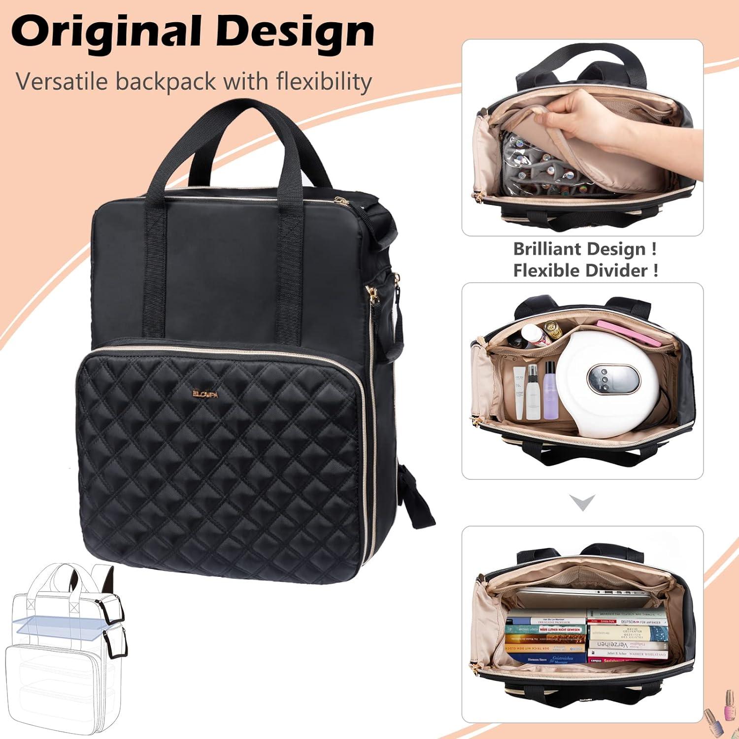 ELCUPA Nail Polish Organizer Backpack - Holds 84-93 Bottles - Large ...