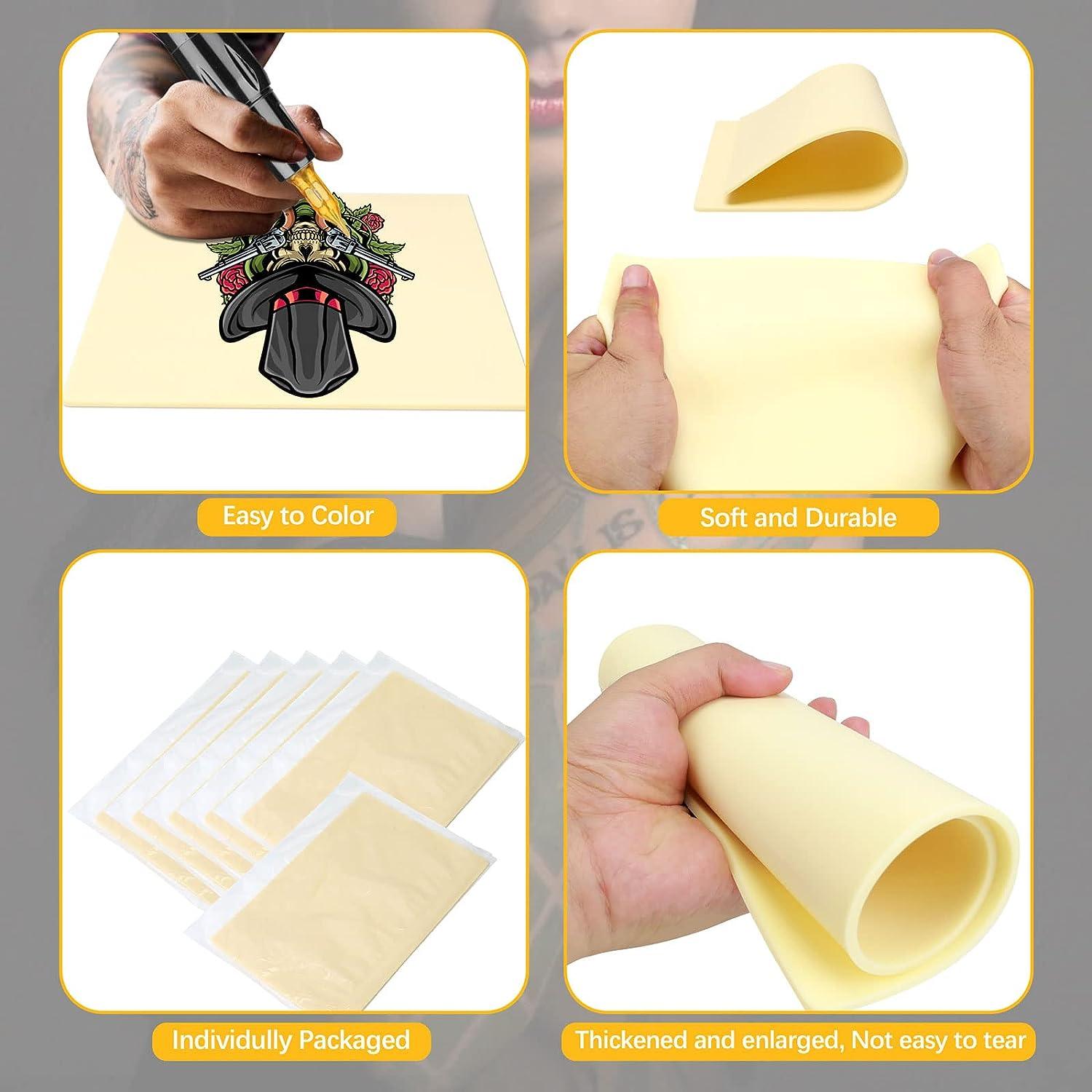 6 Pcs 4mm Tattoo Skin Practice Kit with 2 Tattoo Templates - Silicone ...