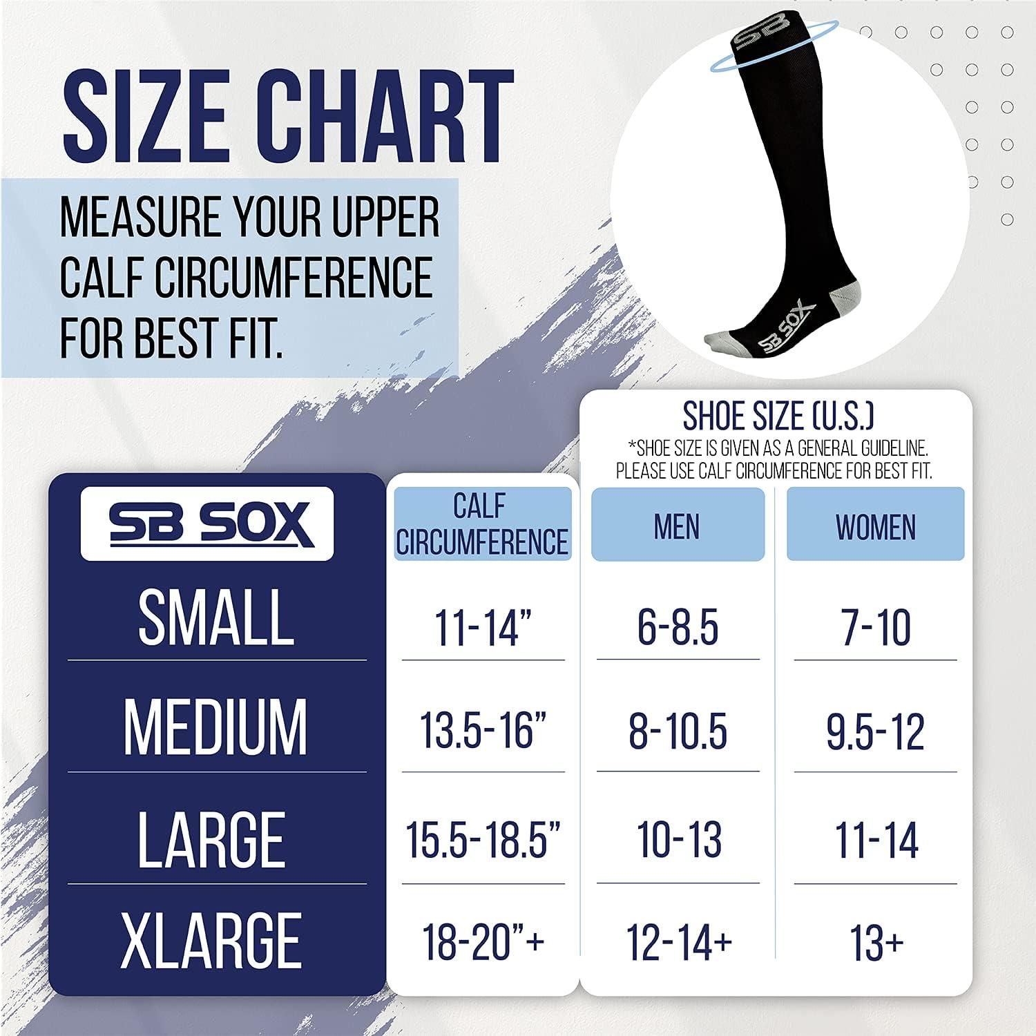 SB SOX Compression Socks (20-30mmHg) for Men & Women - Large Black/Gray | Best All-Day Wear for ...