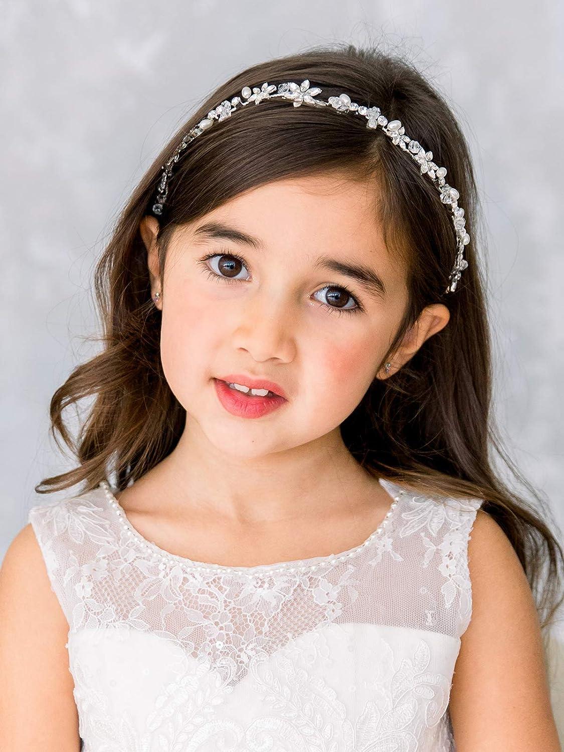 SWEETV Silver Flower Girl Headband for Wedding & Special Occasions ...