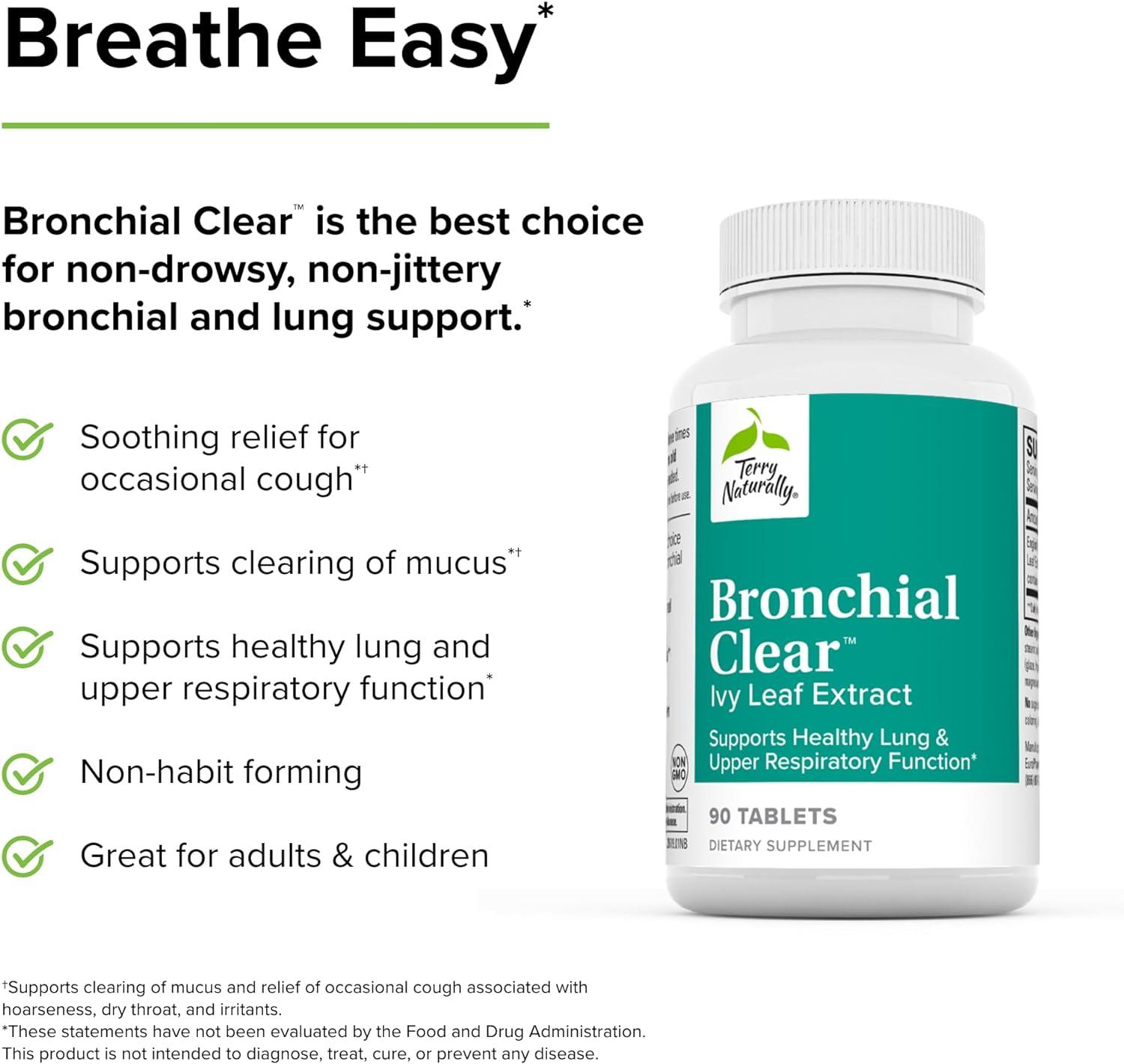 Terry Naturally Bronchial Clear - 90 Tablets for Soothing Cough Relief ...