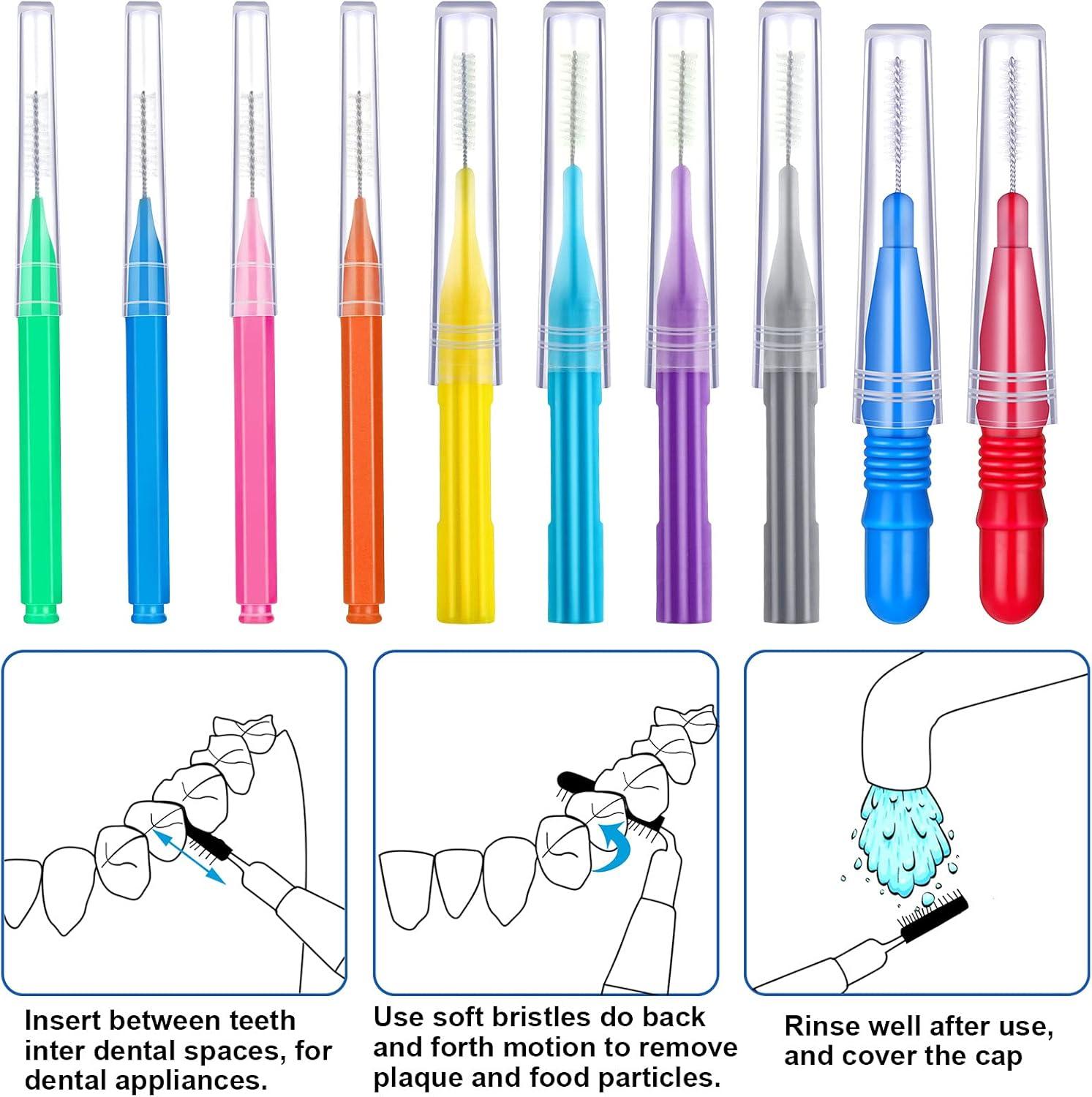 100-Piece Interdental Brush Set - Bright Colors Tooth Flossing Tools ...