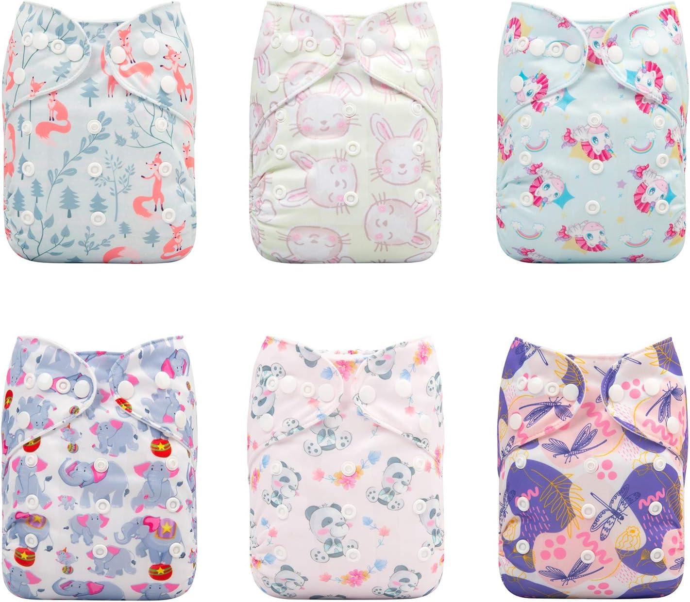 Alva Baby Reusable Washable Diapers Set with 6 Nappies + 12 Inserts ...