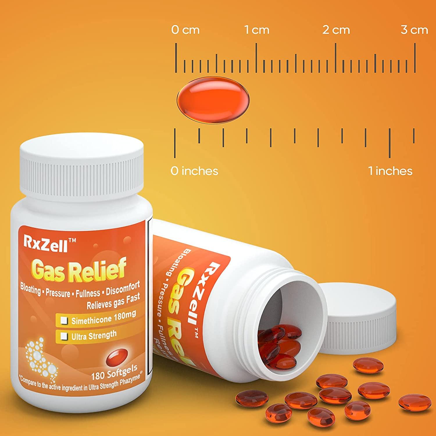 RxZell Gas Relief, Ultra Strength Simethicone 180mg, 180 Softgels ...