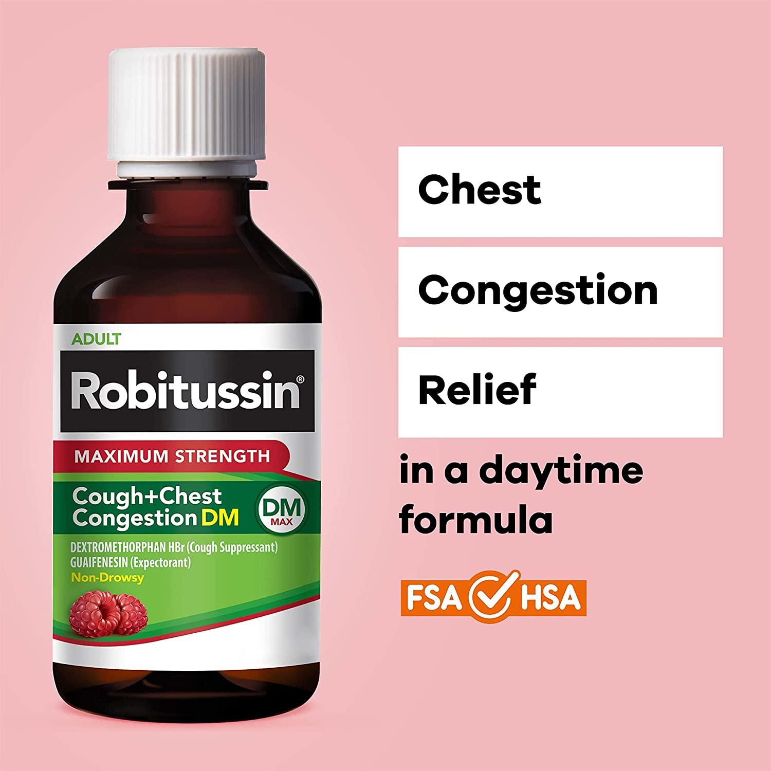 Robitussin Maximum Strength Cough + Chest Congestion DM Max - 4 fl. oz. Bottle | Buy Now with ...