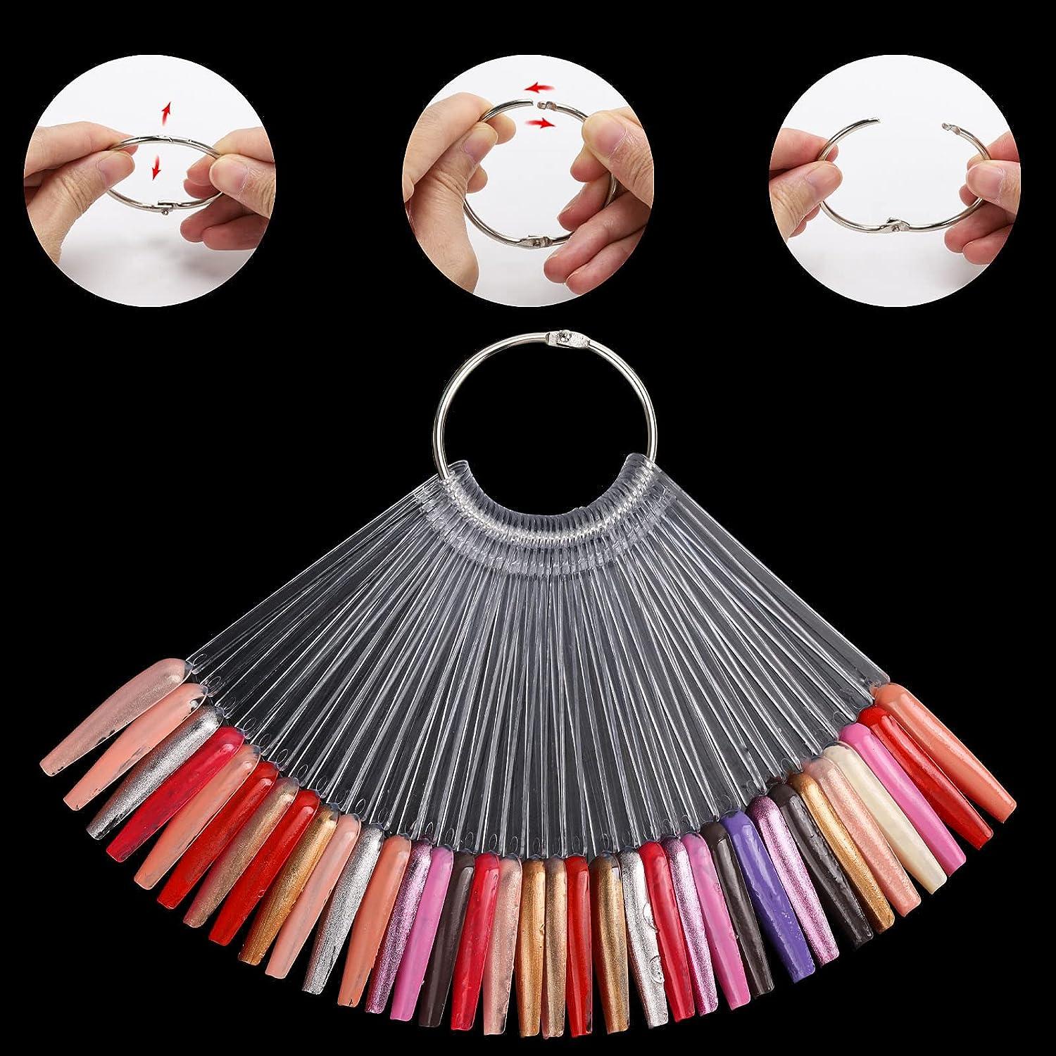 300 Pcs Nail Swatch Sticks with Number Stickers - Clear Fan-shaped Display for Nail Polish Color ...