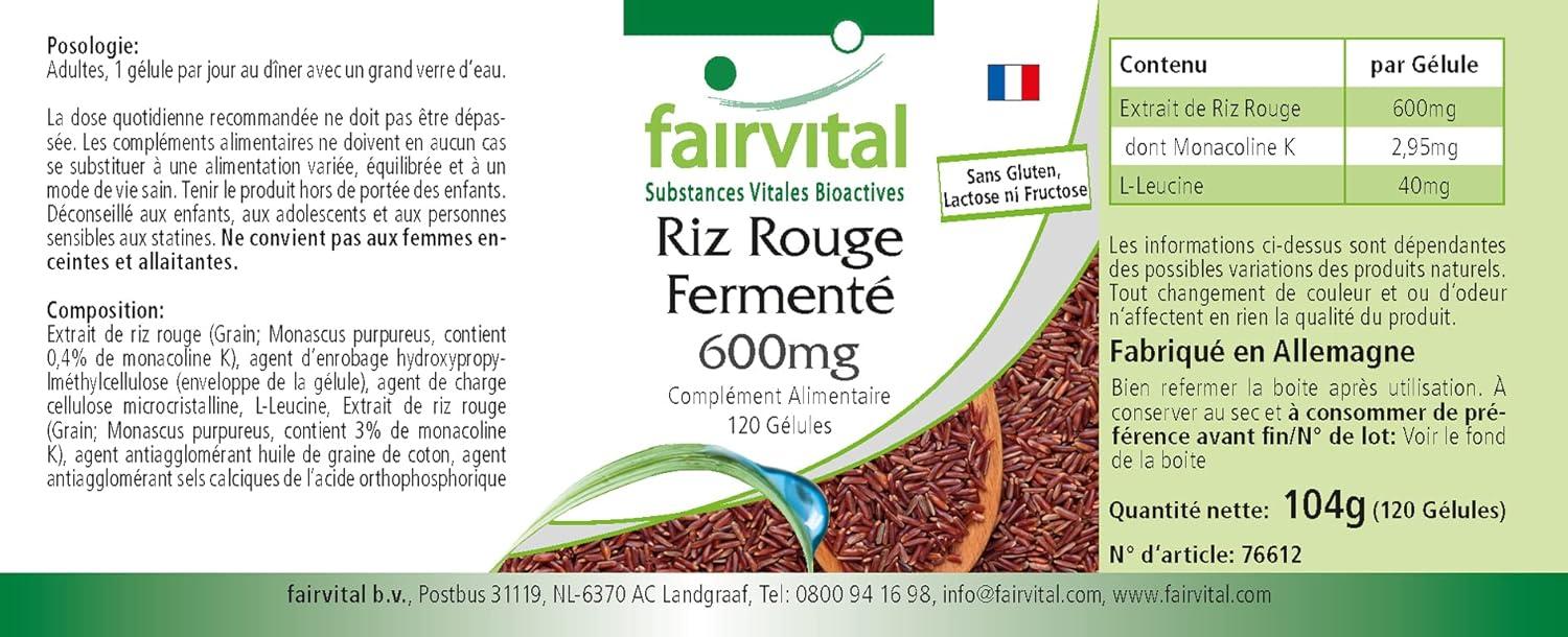 Fairvital Fermented Red Rice 600mg Capsules | High-Dosage Monascus ...