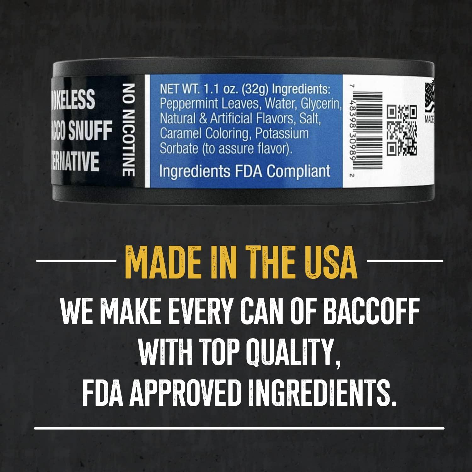 BaccOff Original Mint Rough Cut Tobacco-Free Snuff Alternative (5 Cans ...