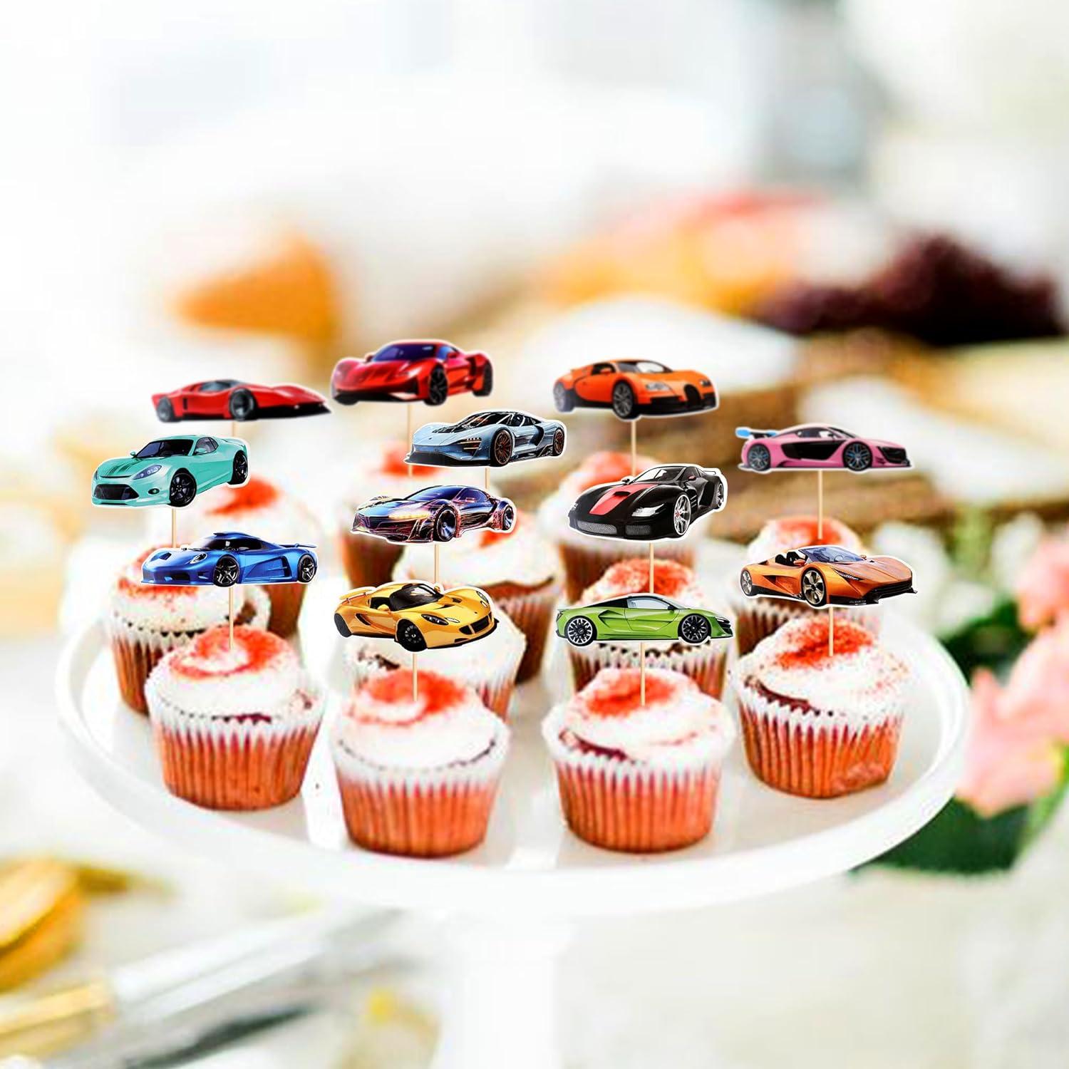 Ercadio 36 Pack Racing Car Cupcake Toppers Fighting Race Car Cupcake ...