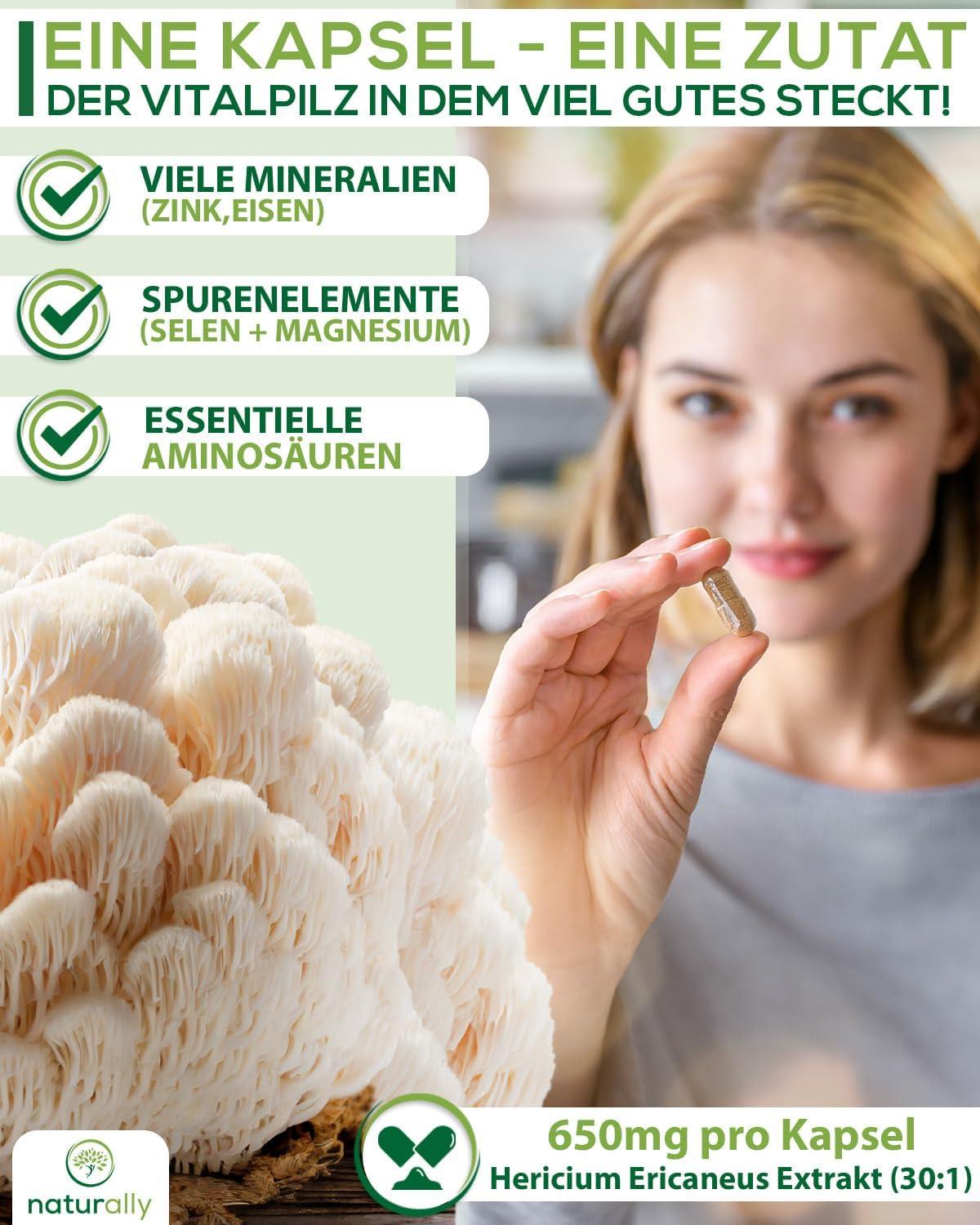 Naturally Lion's Mane Capsules - 180 Vegan Capsules | 1950mg 30:1 ...