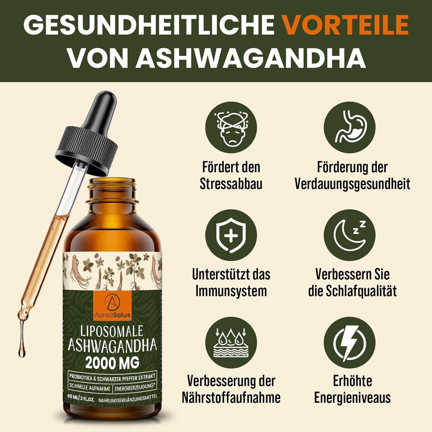 Aureasalus Liposomal Ashwagandha 2000 mg - Pure Natural Extract with ...