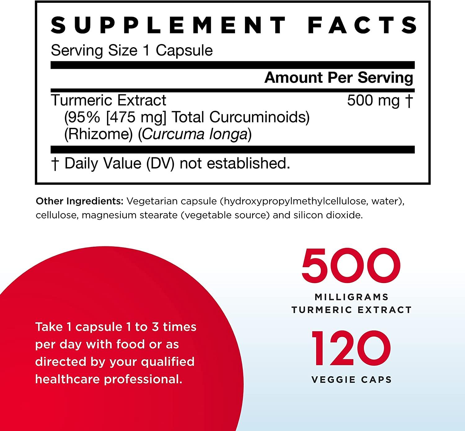 Jarrow Formulas Curcumin 95 500 mg - 120 Veggie Caps - Turmeric Extract ...