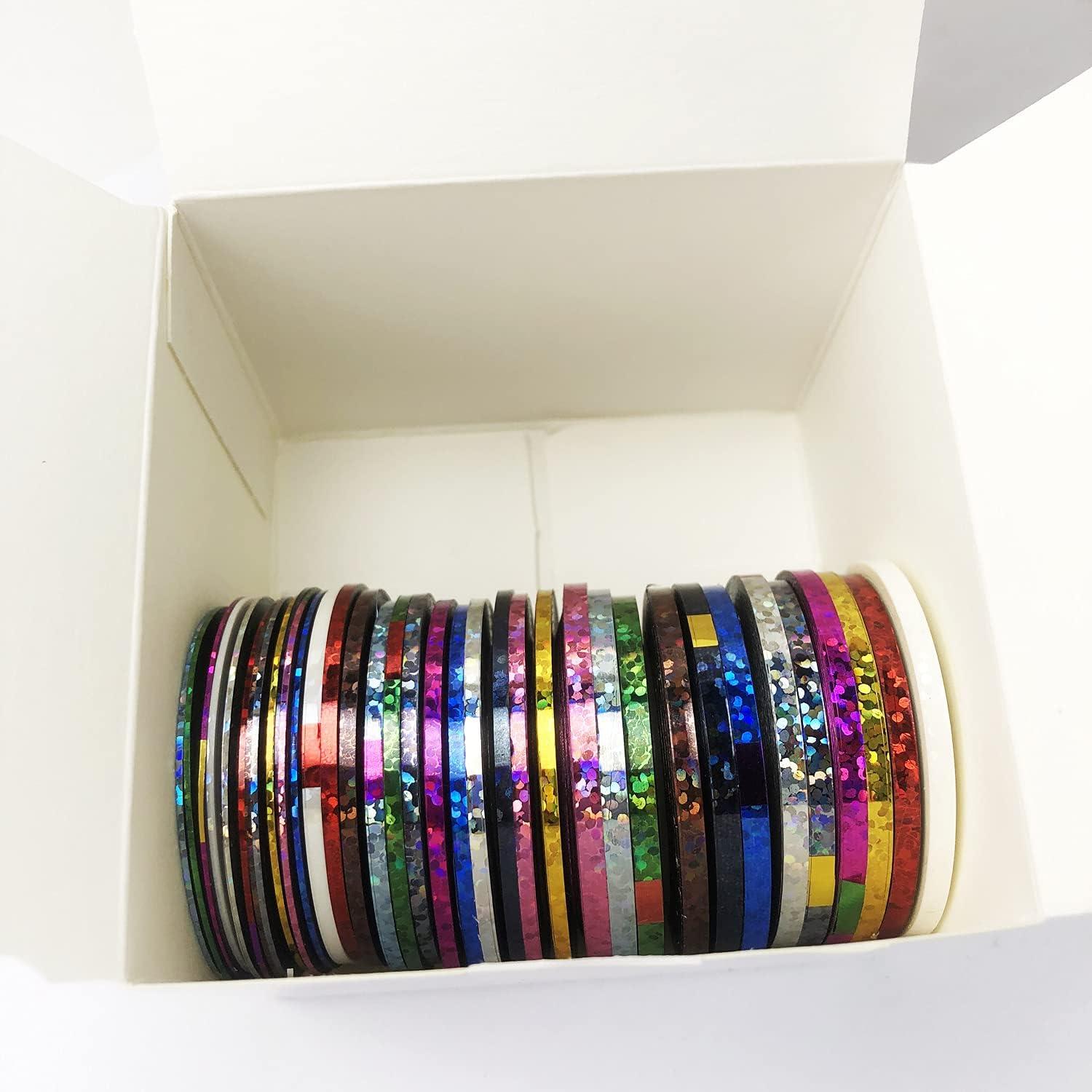 Nail Art Striping Tape Kit - 35 pcs for DIY Nail Design - Silver ...