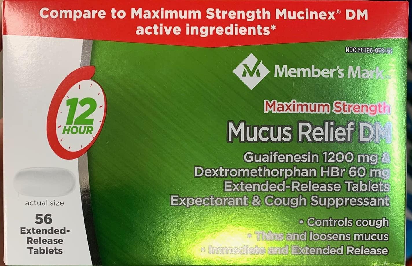 Member's Mark Mucus Relief Maximum Strength 56 Tablets - Guaifenesin ...