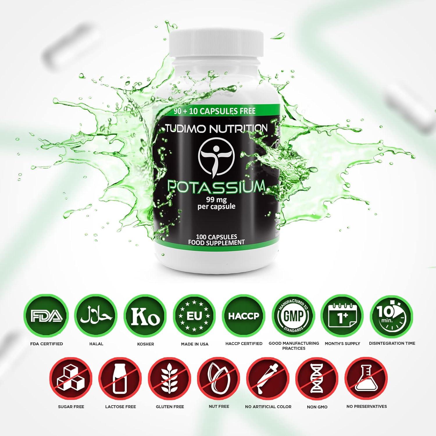 Buy Potassium High-Dose Capsules - 99mg Gluconate (5-Pack) - 100 Fast ...
