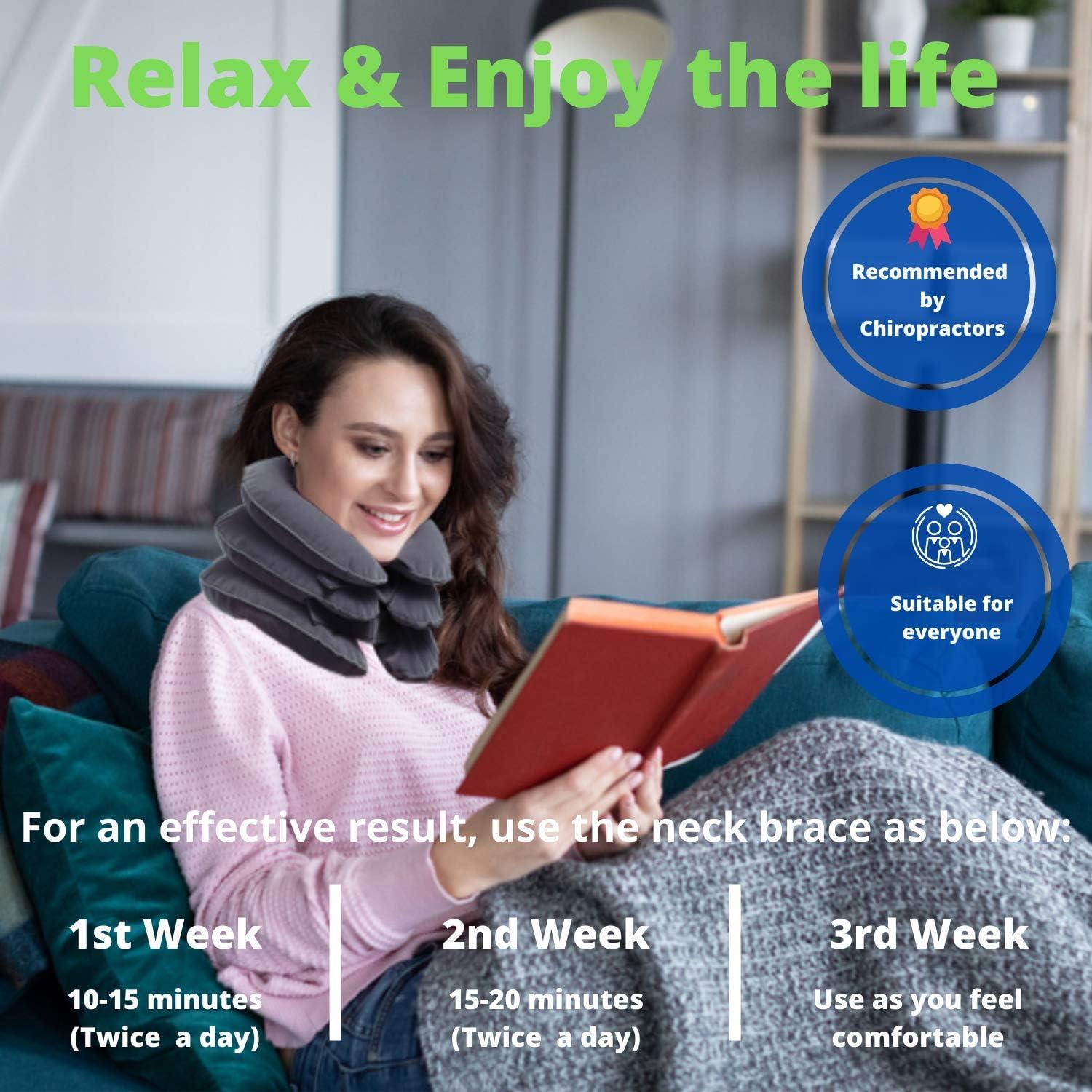 Medized Inflatable Cervical Neck Traction Device - Adjustable Gray ...