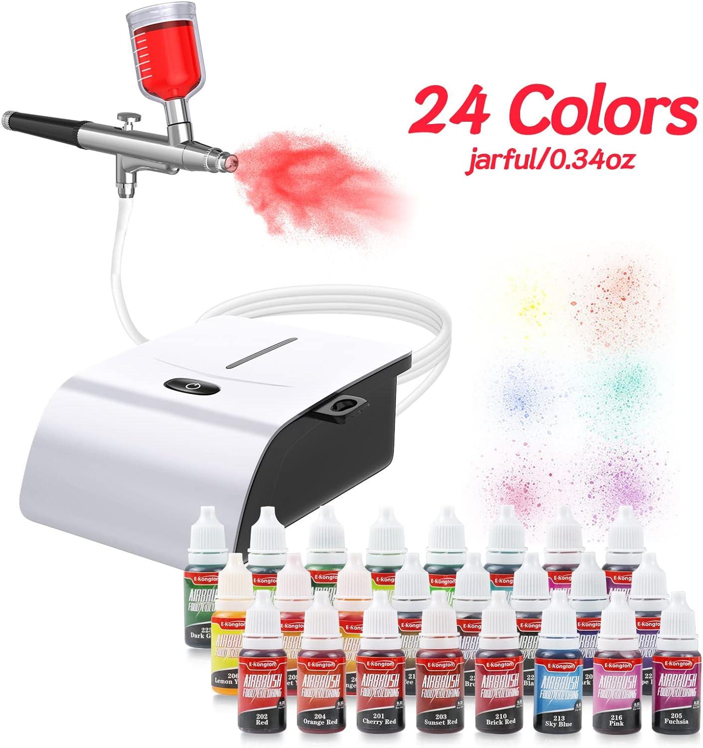 E-Kongton Airbrush Food Colouring Liquid: 24 Vivid Colours Liquid for ...