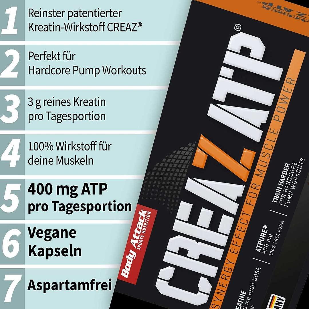 Buy Body Attack Creaz ATP - Pure Vegan Creatine Capsules | High Dosage ...