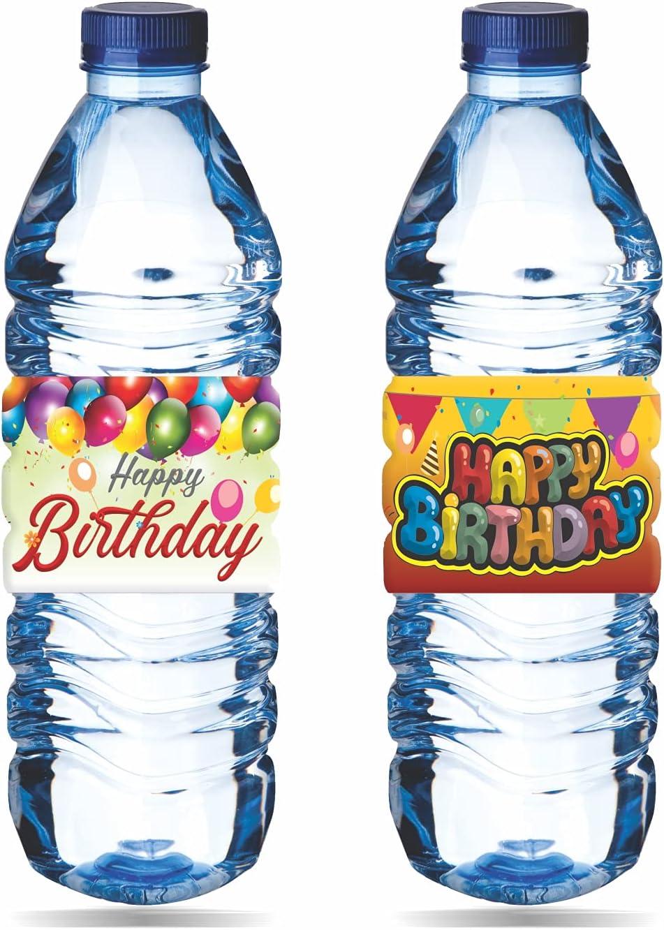 Happy Birthday Water Bottle Labels - Pack of 100 Wrappers for Party ...