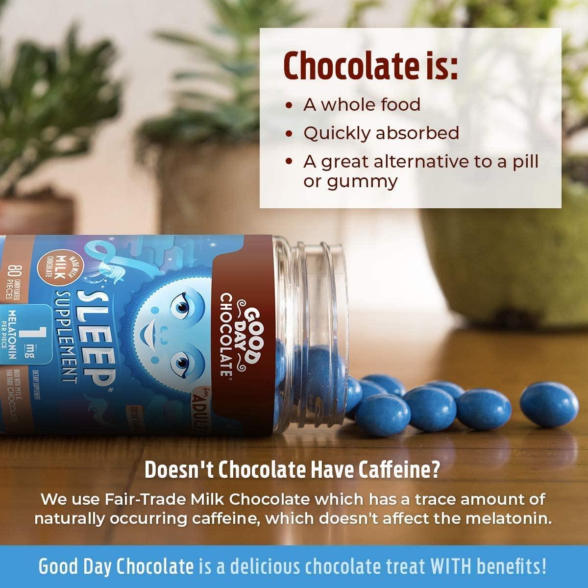 Good Day Chocolate Melatonin Sleep Aid - 1mg Natural Milk Chocolate ...