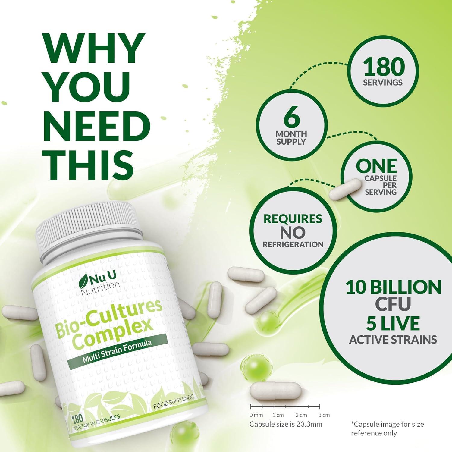 Bio-Cultures Probiotics - 180 High Strength Capsules, 6 Month Supply ...