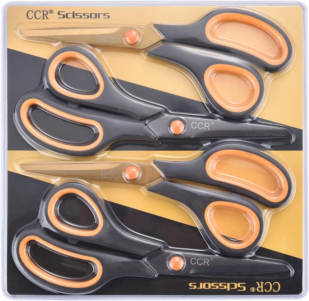CCR Scissors 8 Inch Soft Comfort-Grip Handles Sharp Titanium Coating ...