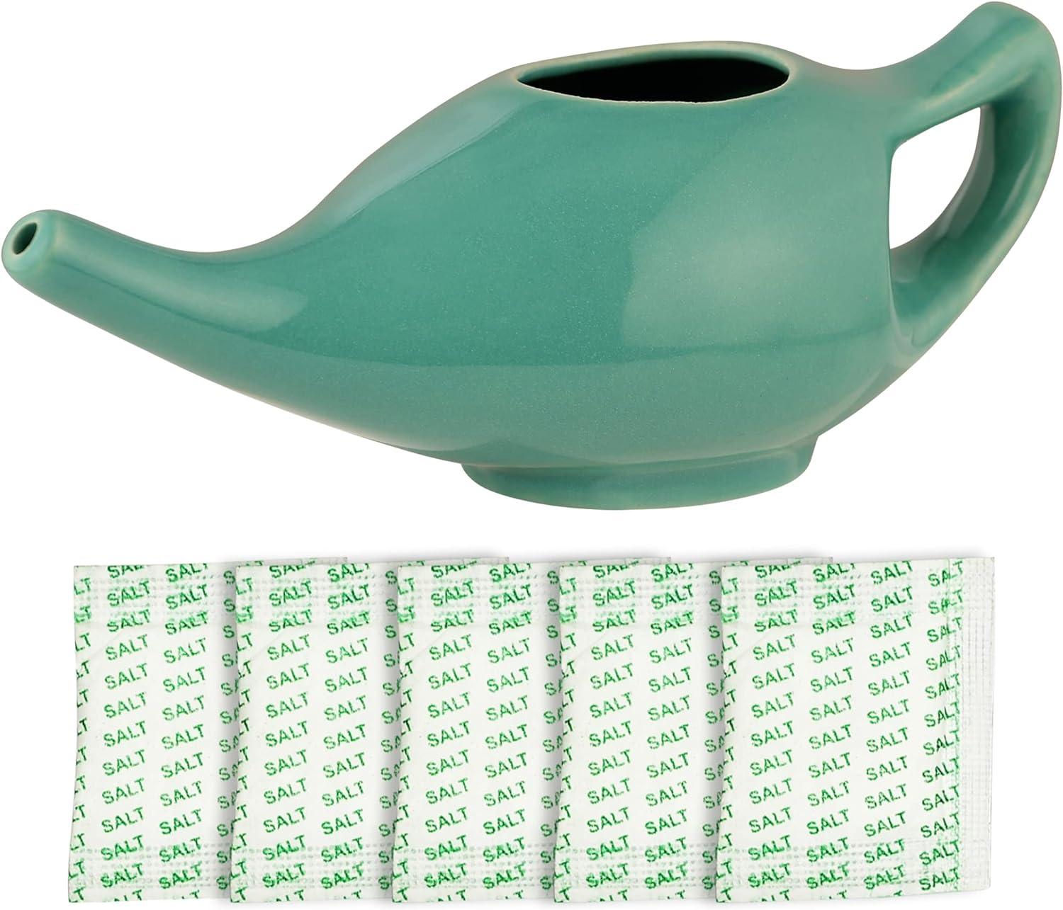 Premium Ceramic Neti Pot for Sinus Relief - Dishwasher Safe, 225ml ...