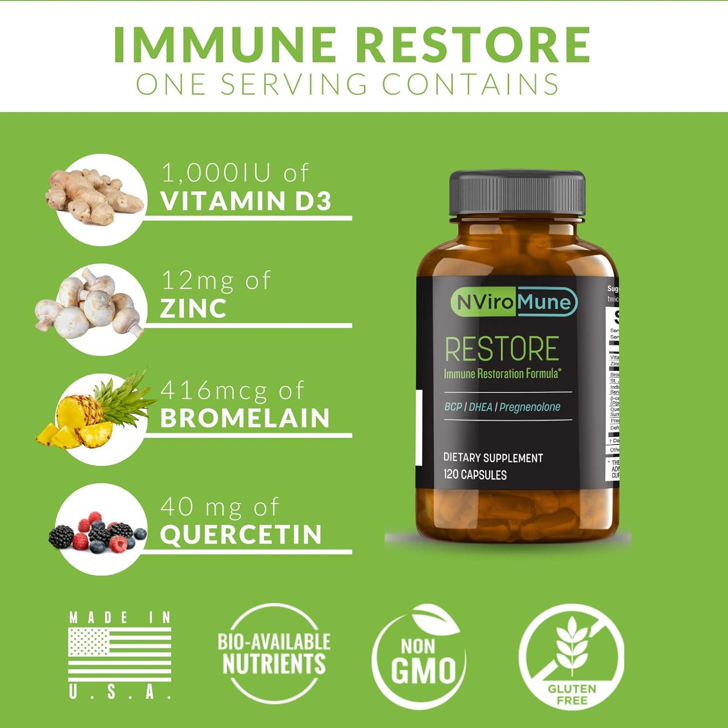 NviroMune Restore Immune System Support with Zinc & Vitamin D - 120 ...
